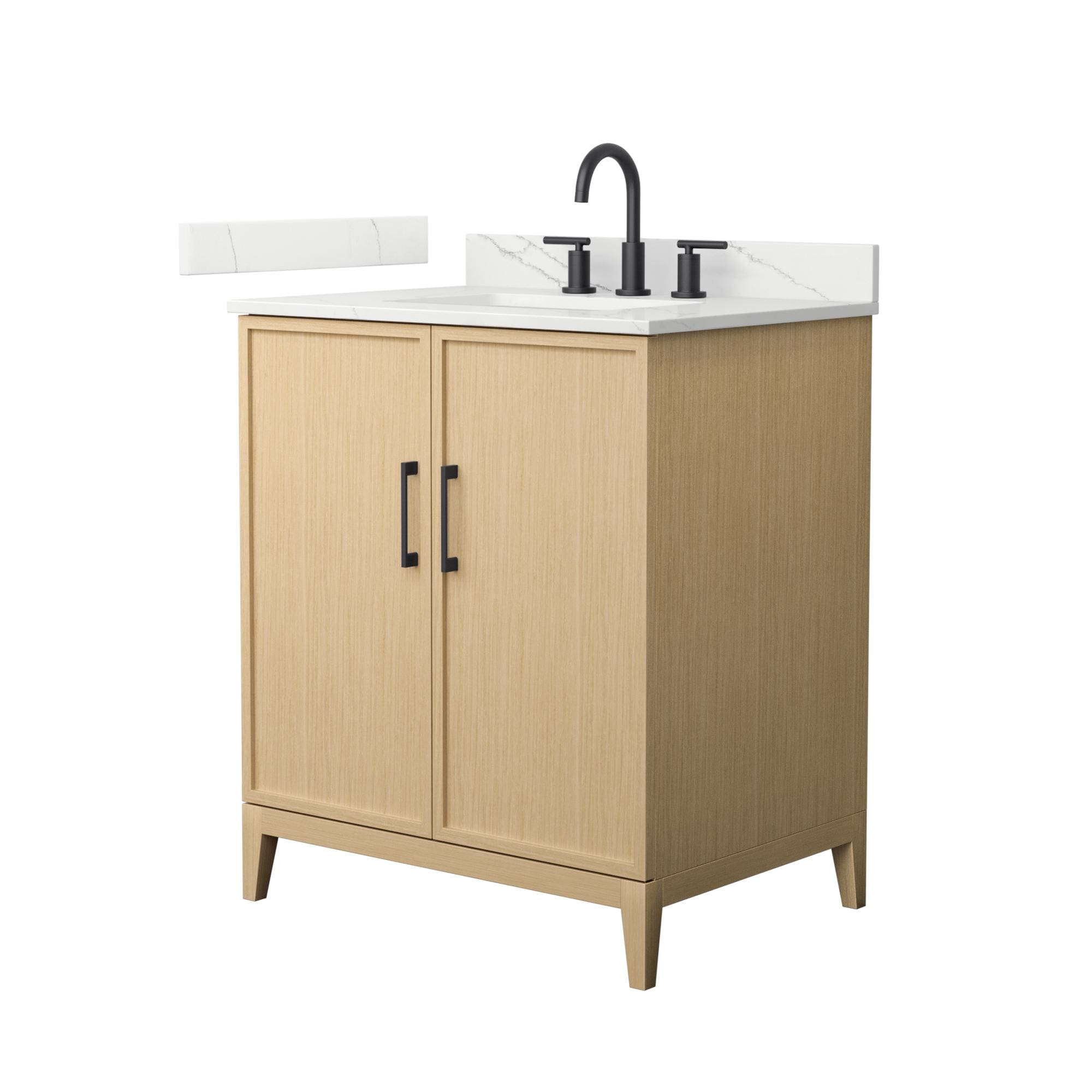 Wyndham Collection Elan 30-in White Oak with Matte Black Trim ...