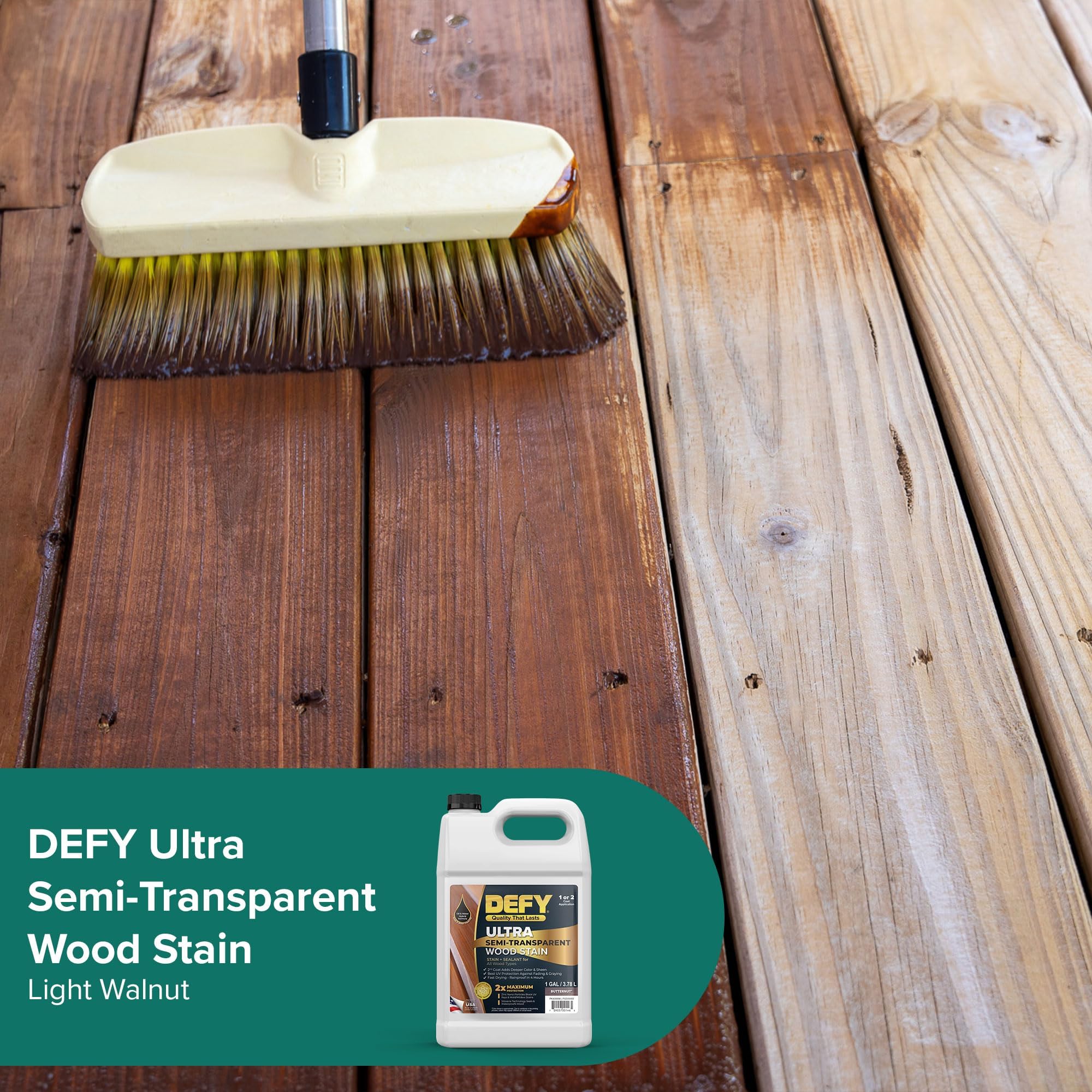 DEFY Ultra-Semi-Transparent Wood Stain Light Walnut 1 Gal. in the ...