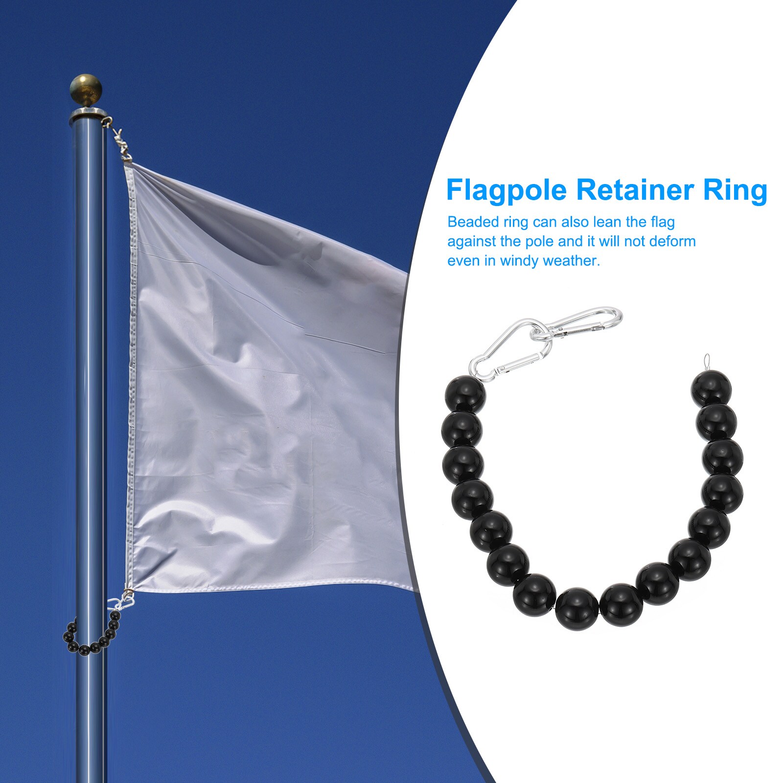 PATIKIL Flagpole Retainer Ring Flag Pole Accessories 2 Pcs Flag Beaded ...