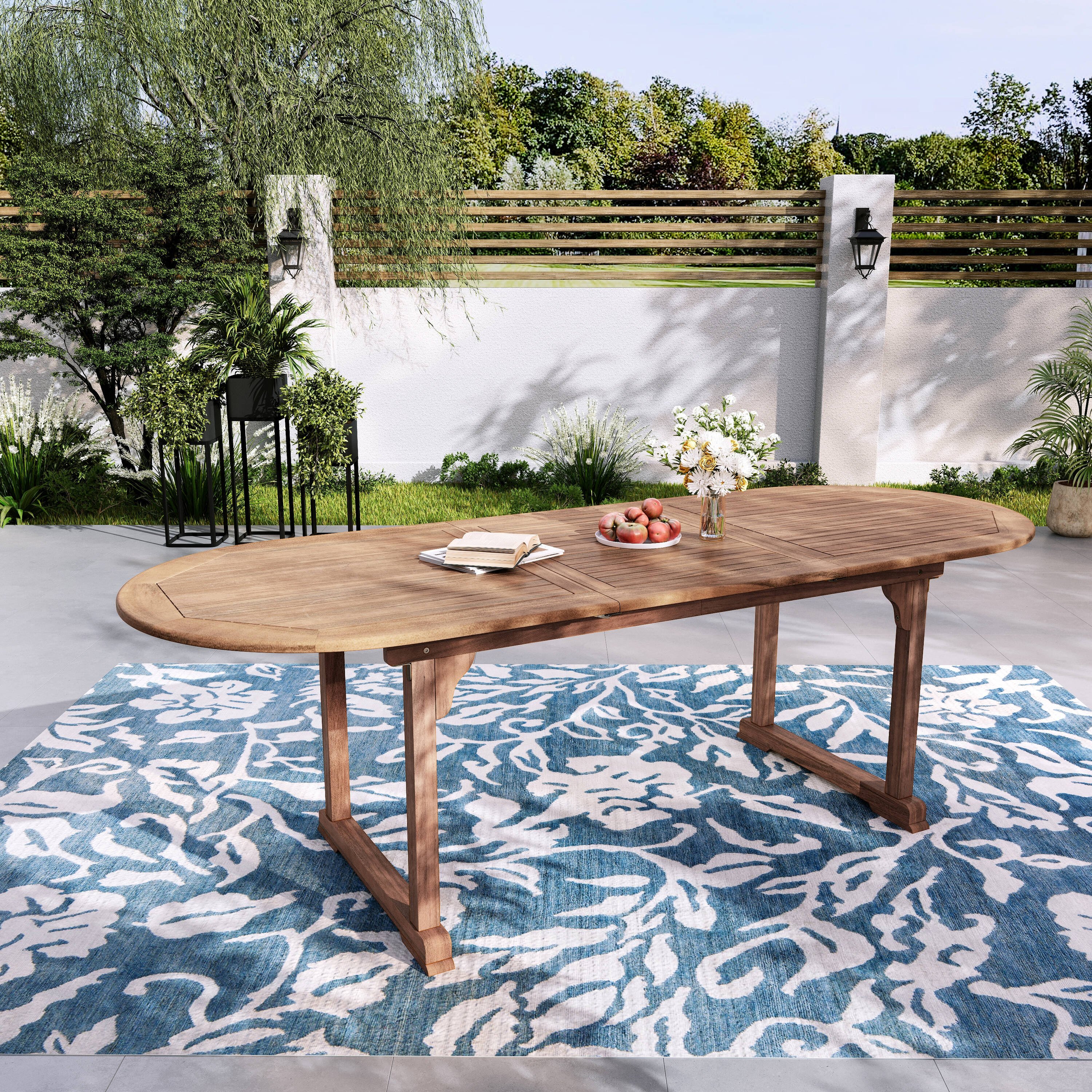 Sunshine Valley Outdoor Table Rectangle Extendable Outdoor Dining Table ...