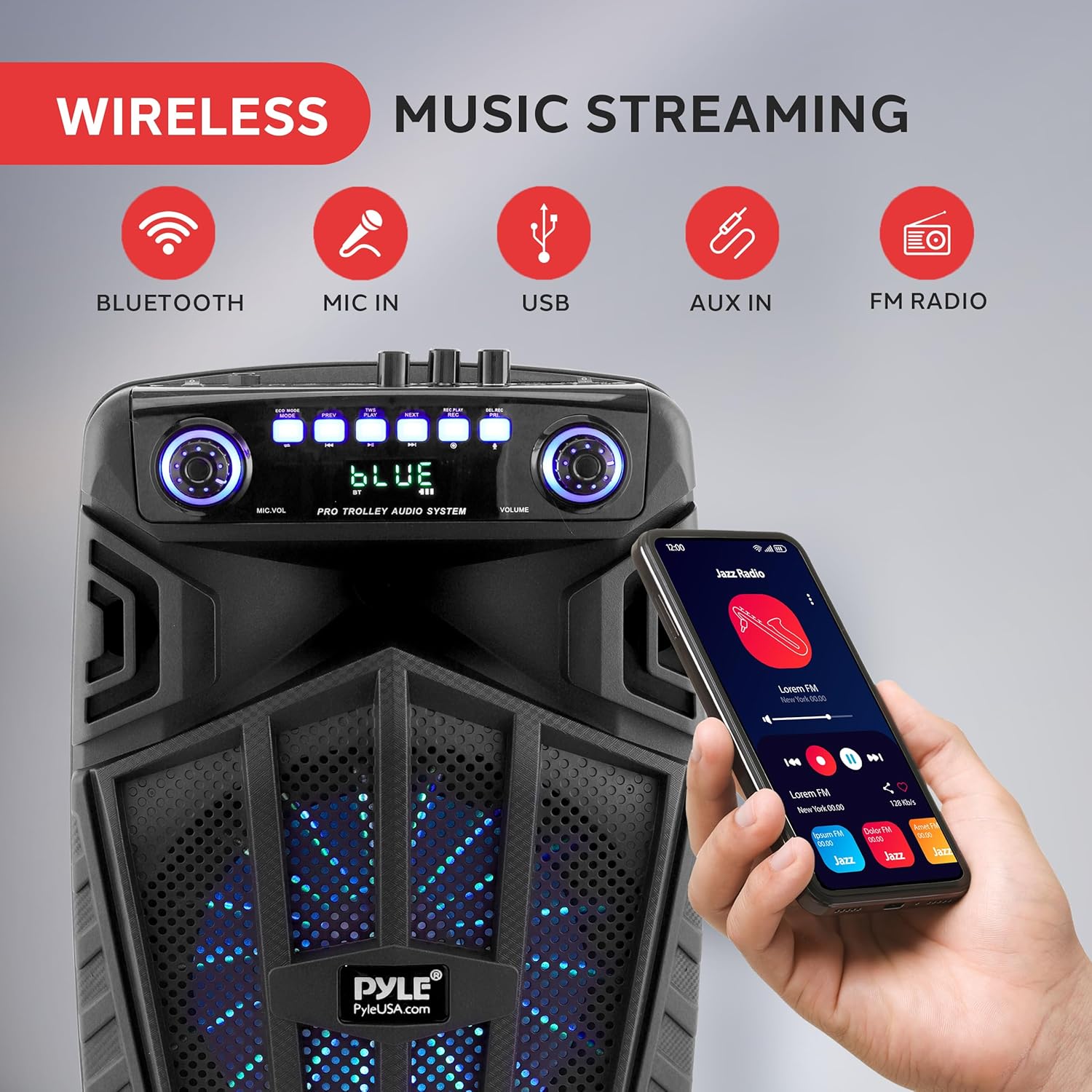 Pyle 10 Bluetooth Portable PA Speaker Karaoke Party Speaker with ...