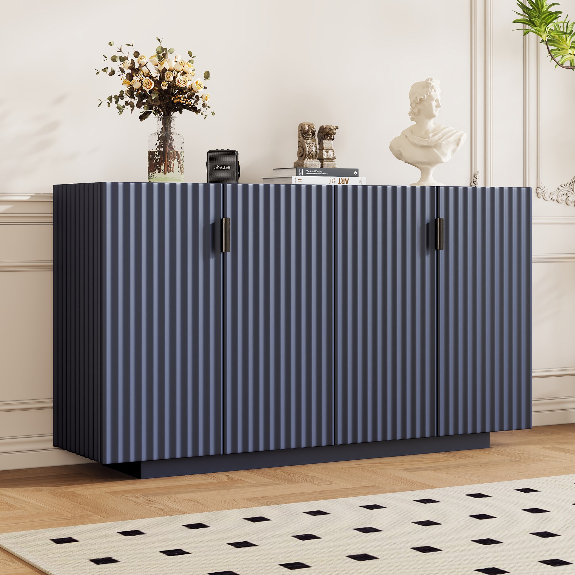 LOVMOR 4 Door Buffet Cabinet with Storage Wood Sideboard Cabinet with ...