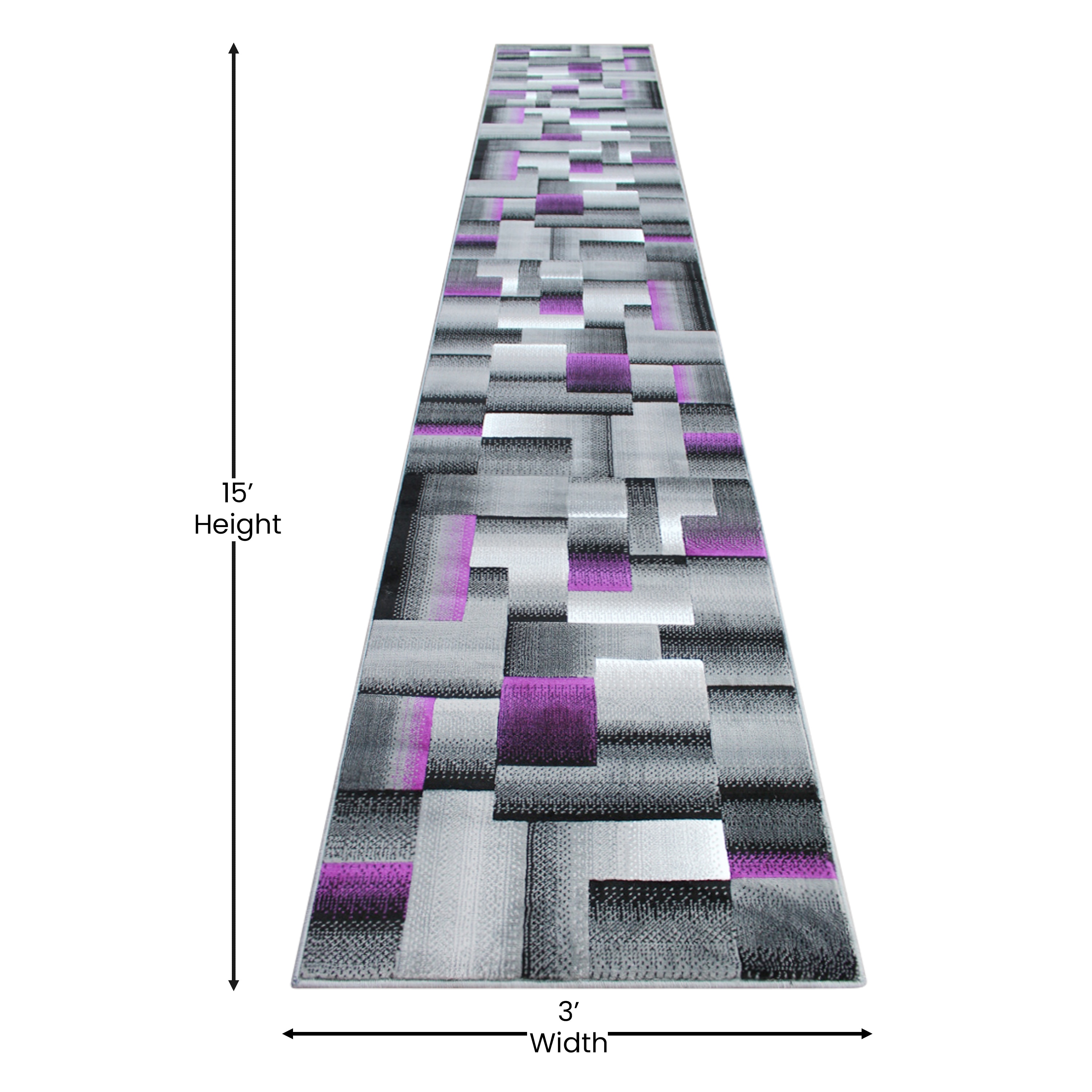 Emma + Oliver Malaga 3x16 Modern Cubist Olefin Accent Runner Rug in ...