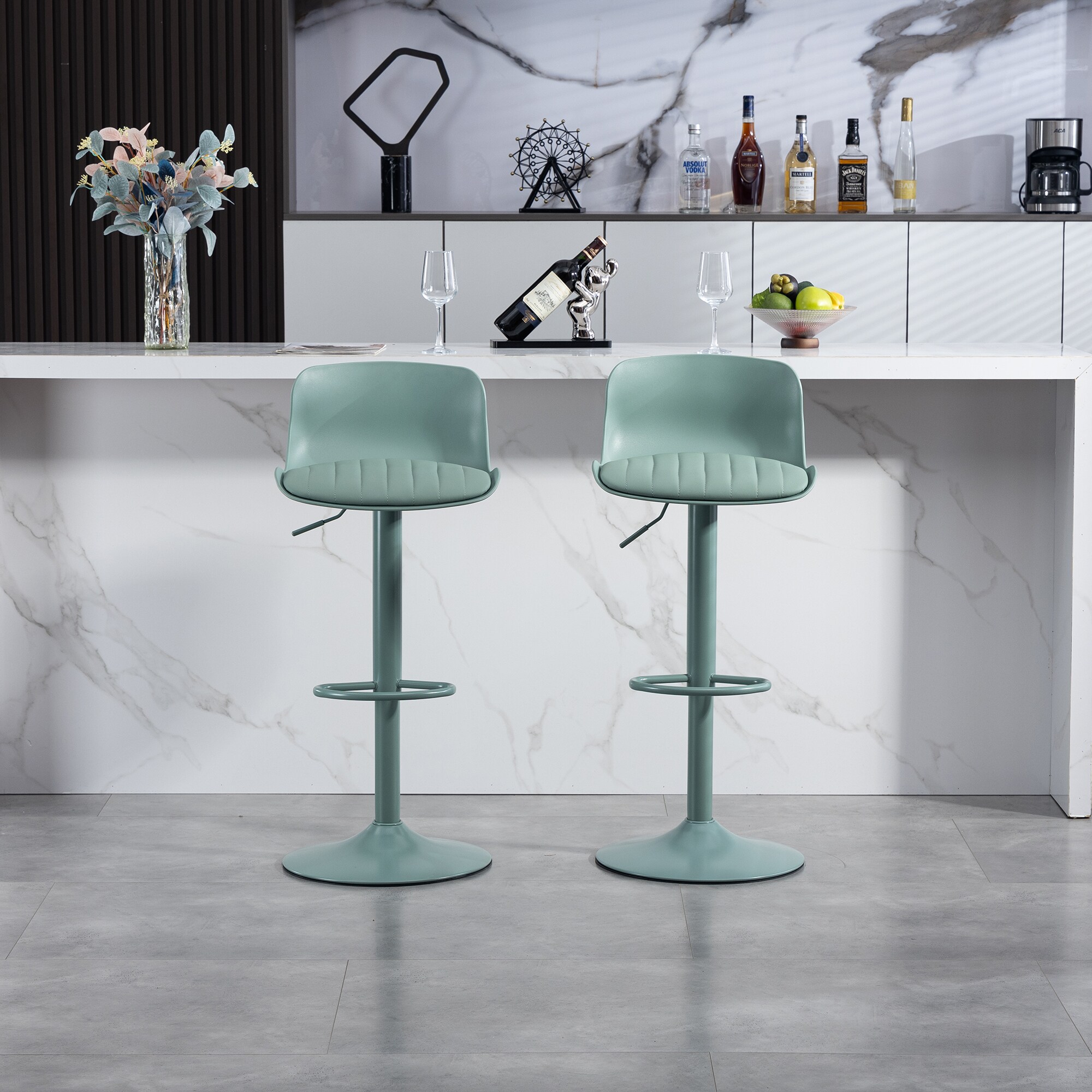 LOVMOR Bar Stools Set of 2 - Height Adjustable Swivel Counter Height ...