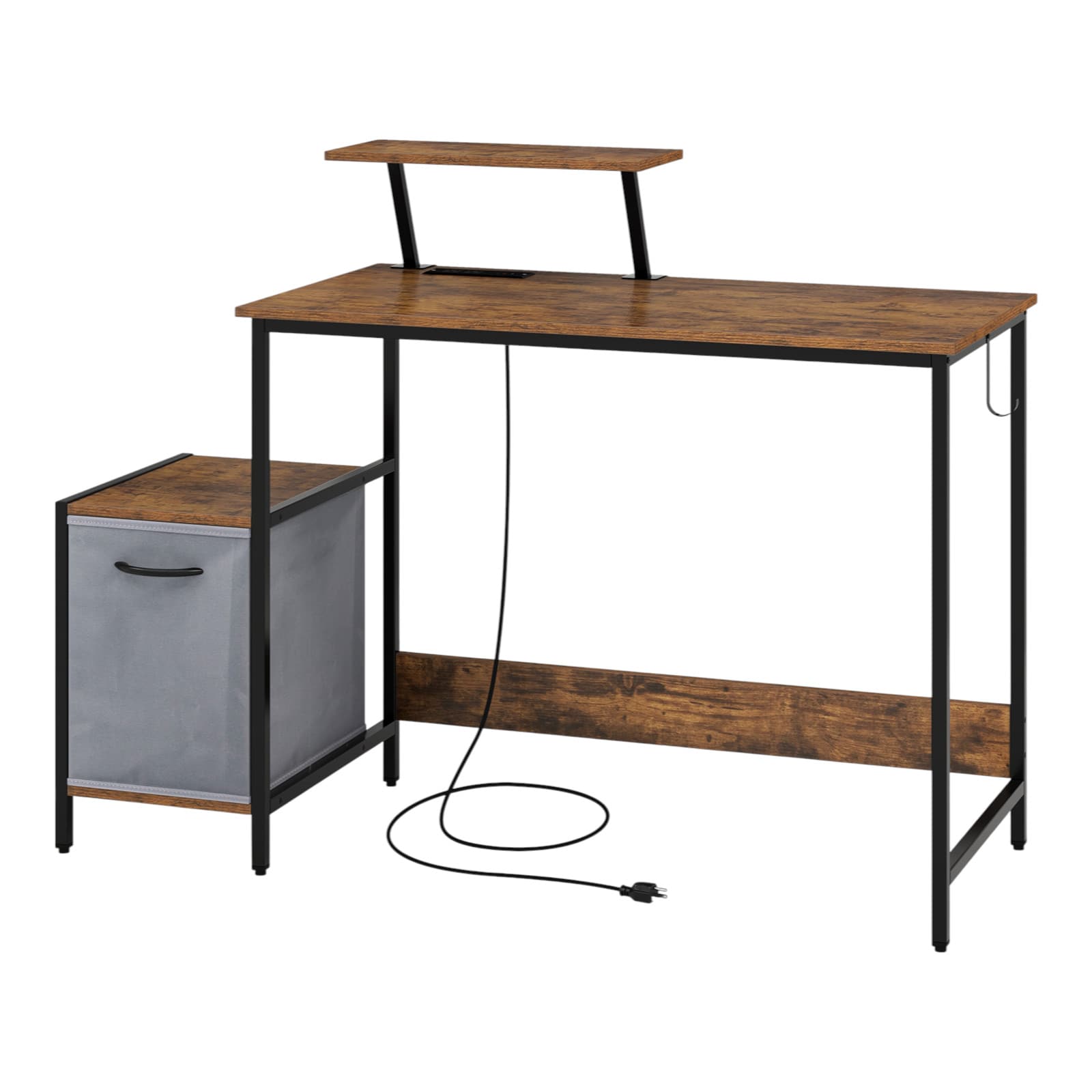 Slickblue 39.5 Brown and Black Home Office Desk Industrial Engineered ...
