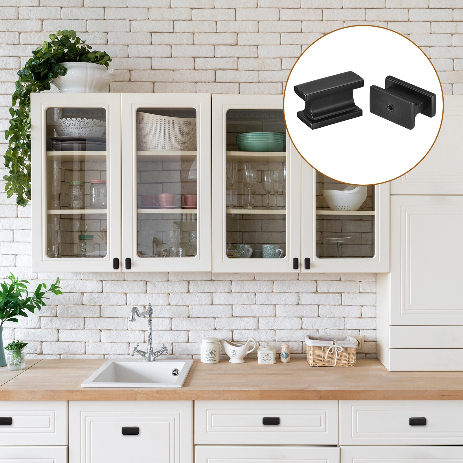 Unique Bargains 20 Pack Cabinet Knobs Single Hole Cabinet Handles Black ...