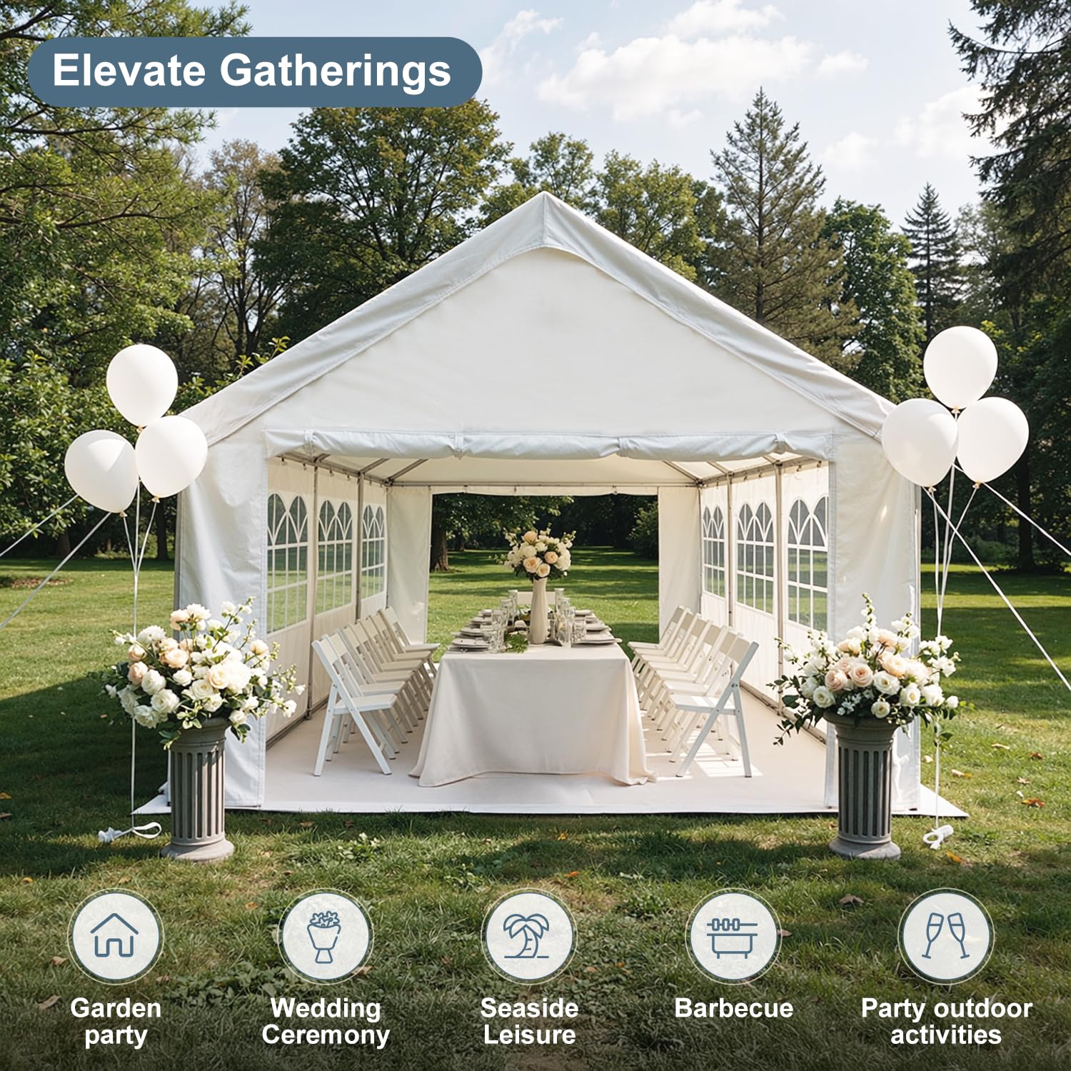 Garvee 13'X26' Carport Car Canopy Party Tent Outdoor Gazebo with ...