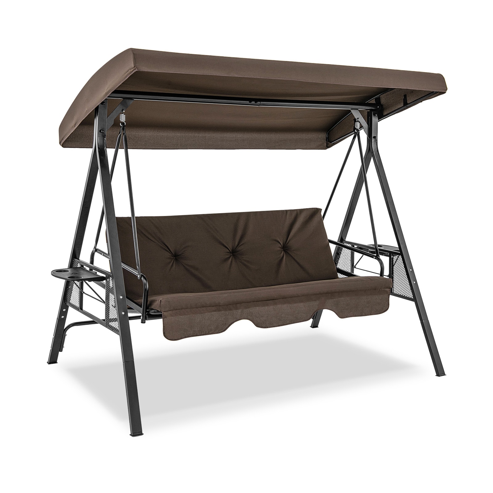 Slickblue 2-in-1 Convertible Porch Swing with Canopy Side Tables in the ...