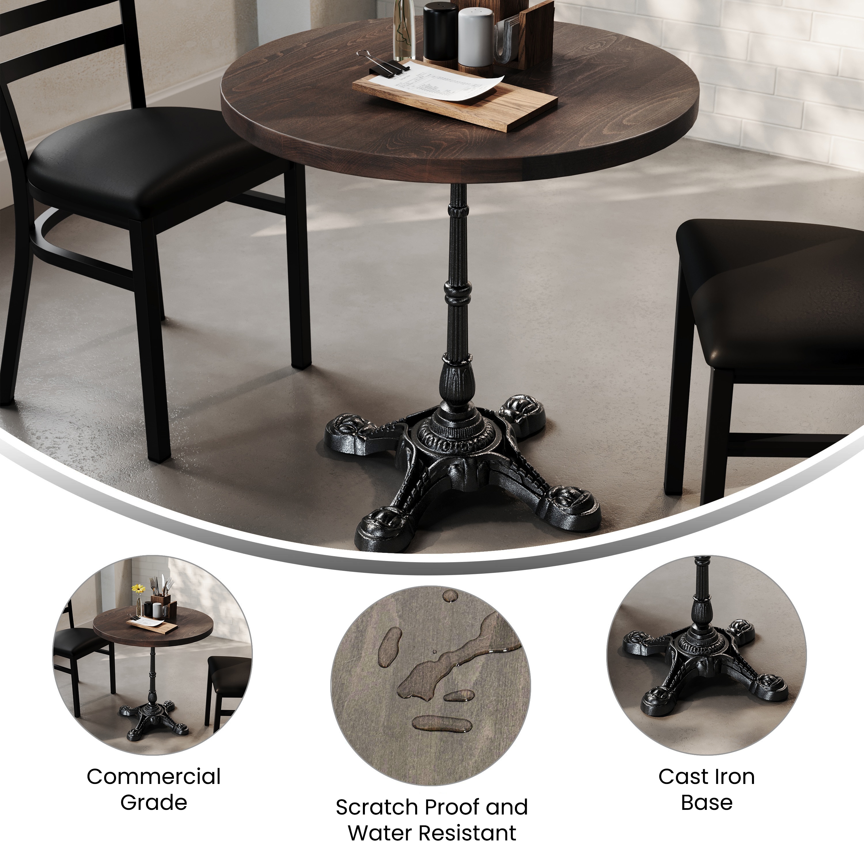 Flash Furniture Bennett 30-in Round Solid Wood Commercial Indoor ...