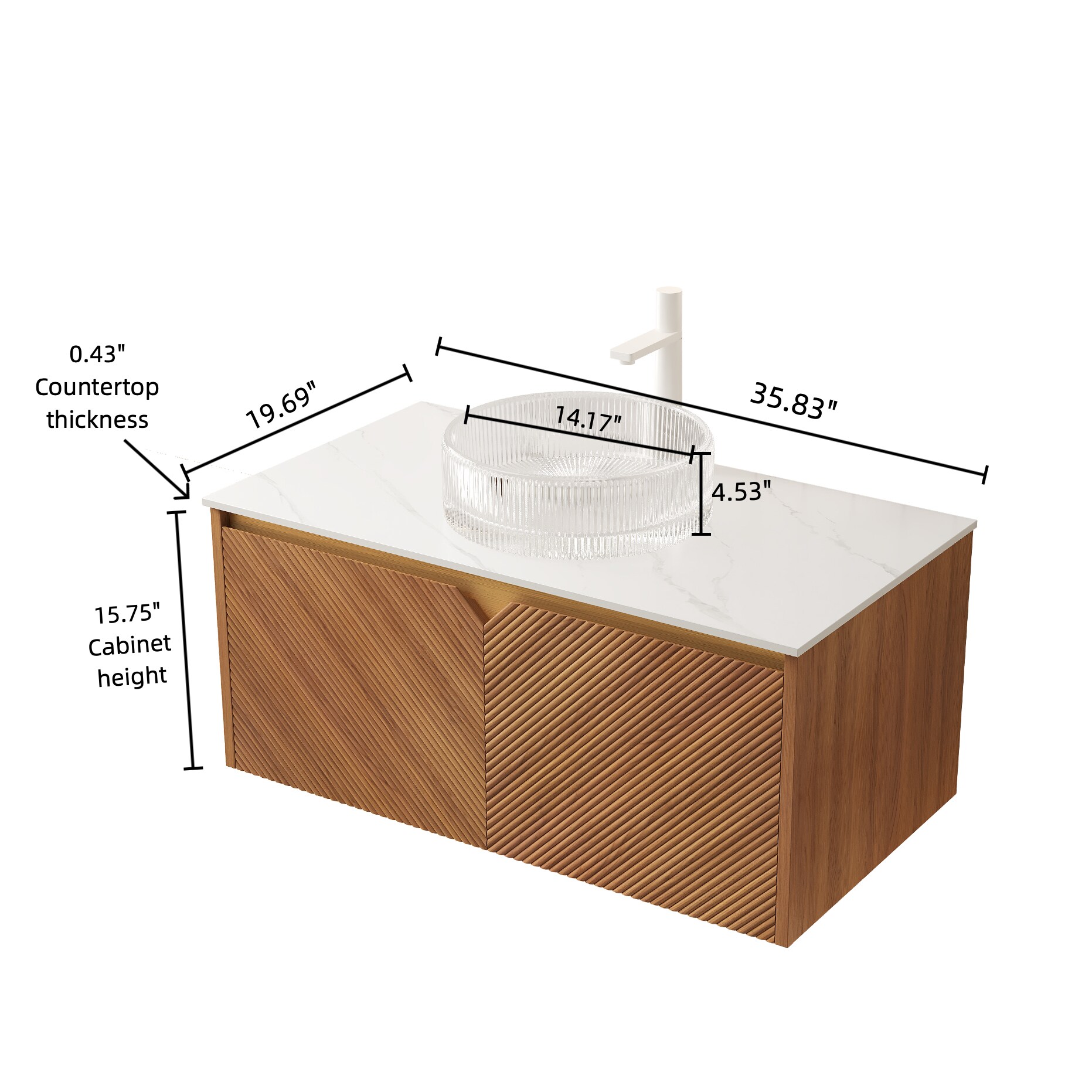 Tahanbath 36 Inch Bathroom Vanity and Sink Floating Plywood Storage ...