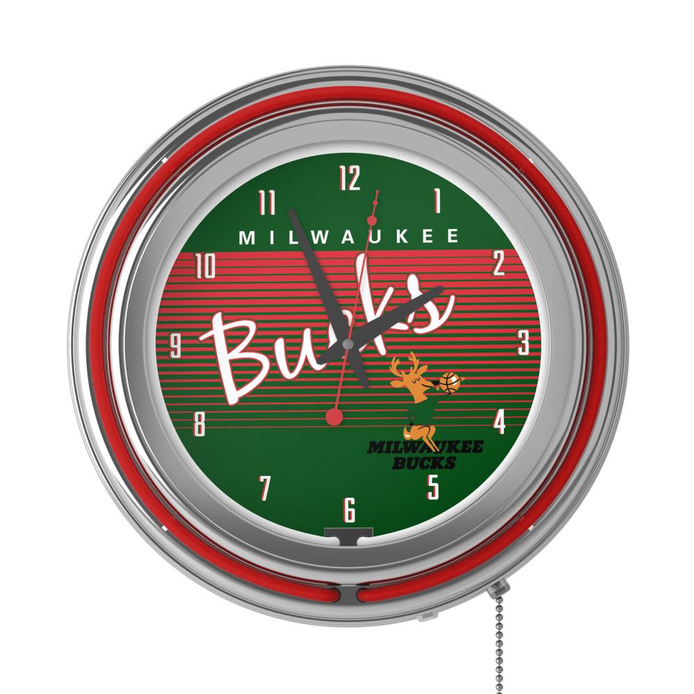 Trademark Gameroom Milwaukee Bucks Clocks Analog Round Wall in the ...