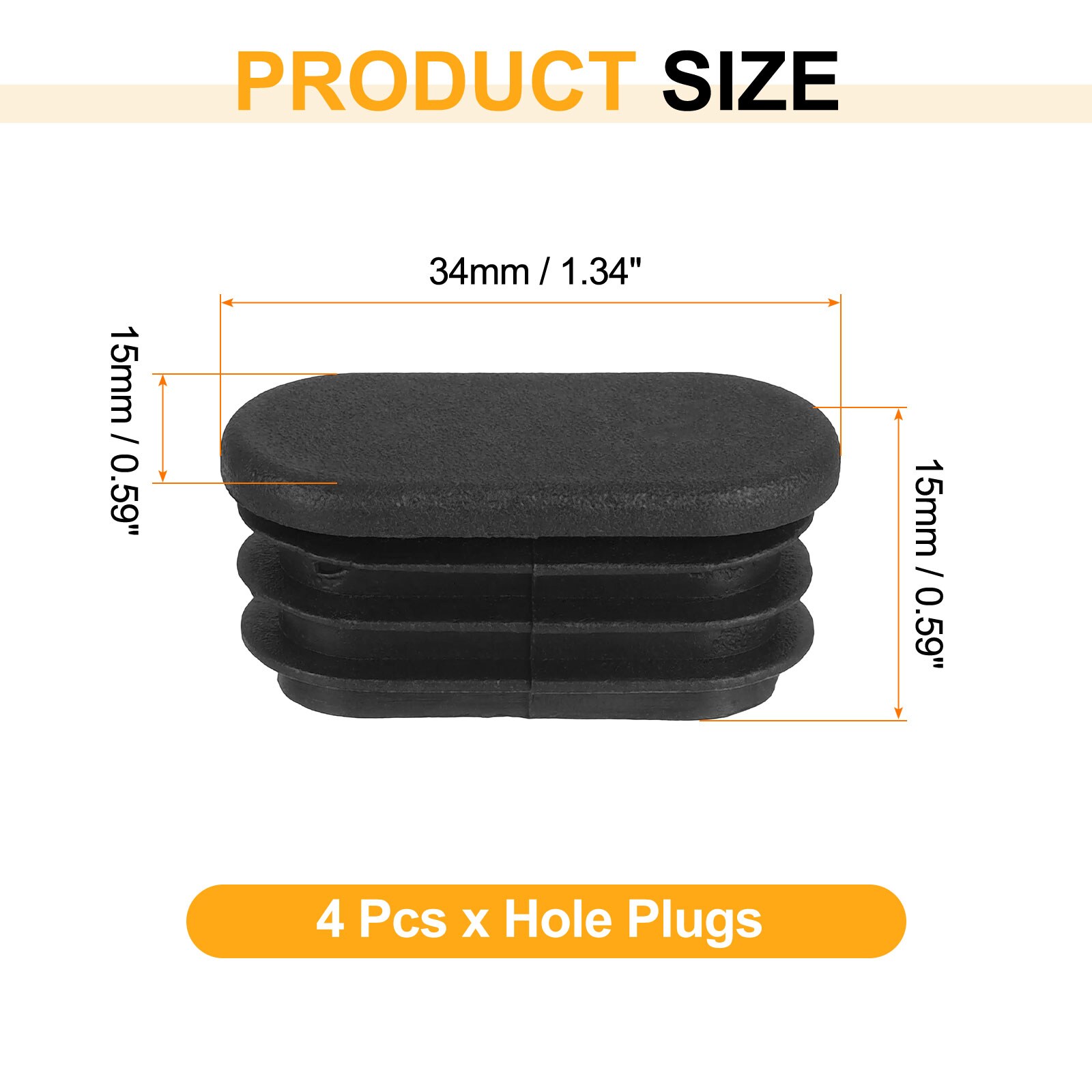 Unique Bargains Plastic Hole Plugs 4pcs 34x16mm Oval Pipe Tubing End ...