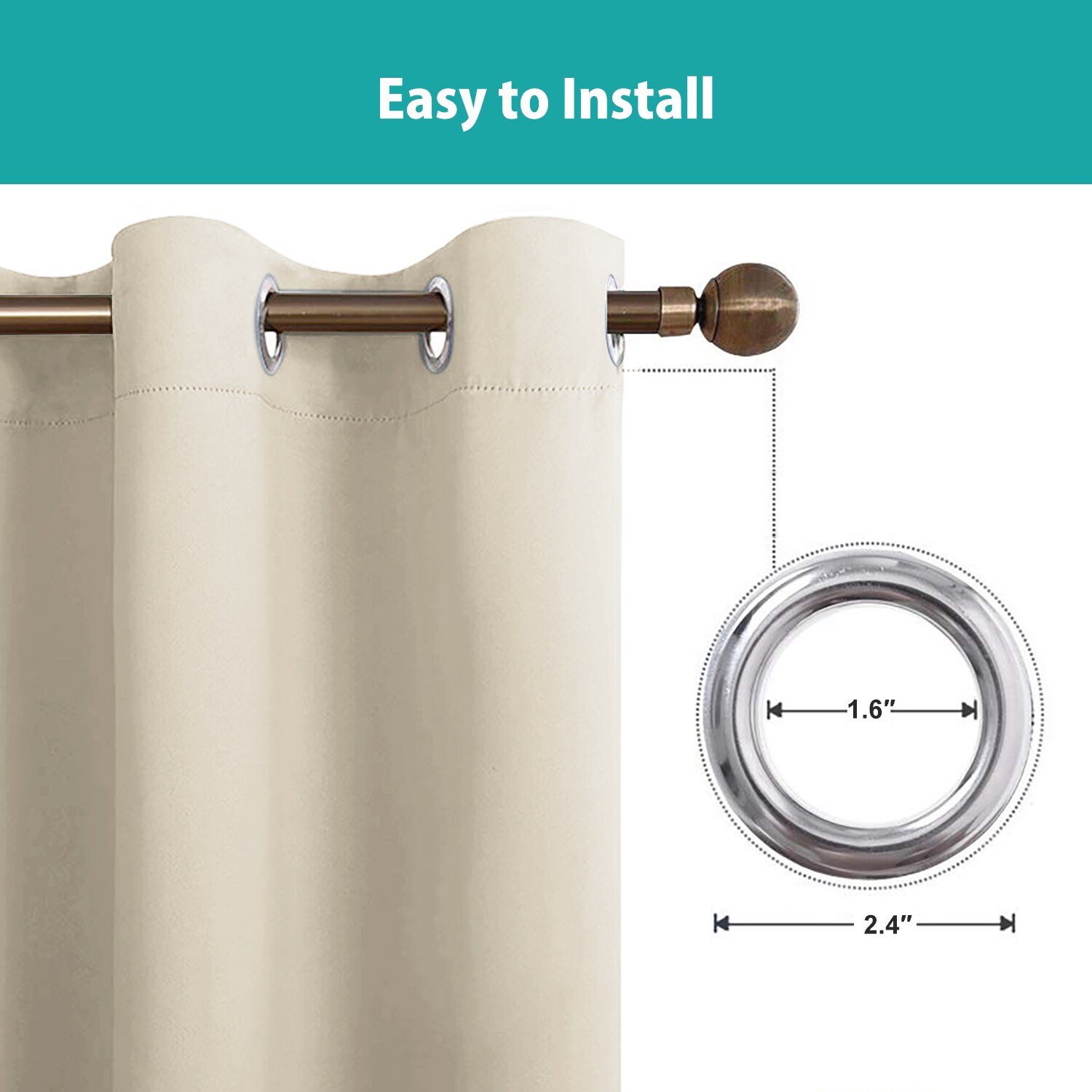 Blisstyle Blackout Indoor Curtain Grommets with Coating Beige 52x84 ...
