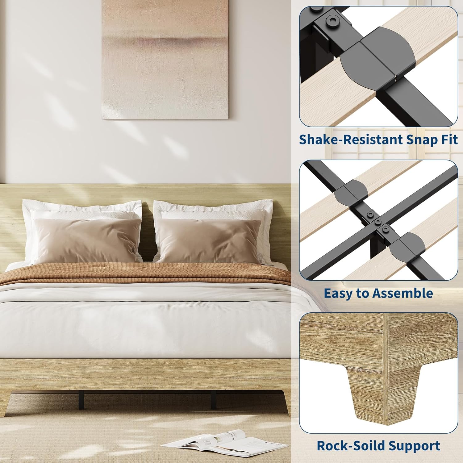 GAOMON Full Bed Frame Wooden Platform Bed Frame Minimalist Bed with ...