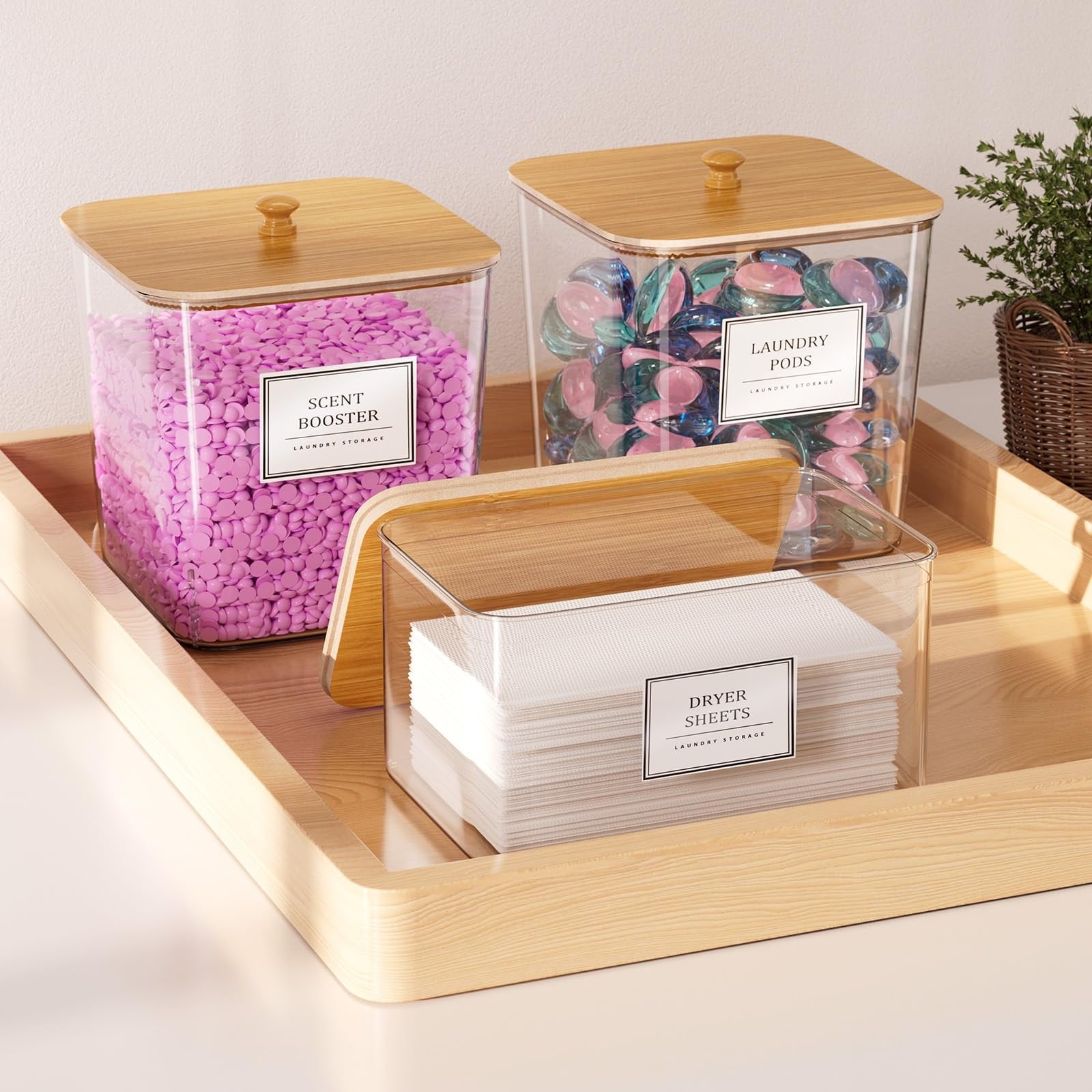 Yichuhaoxi 5 Pack Laundry Room Organization Containers Clear Acrylic ...