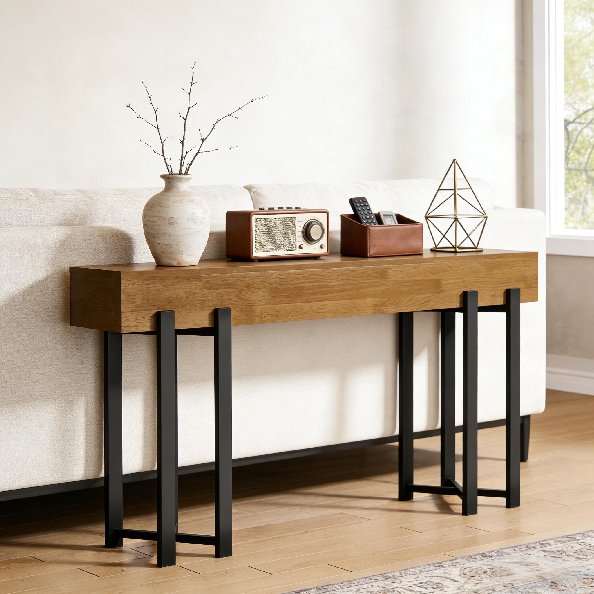 LUXEYARD Rustic Foyer Console Table with Display Shelf in the Console ...