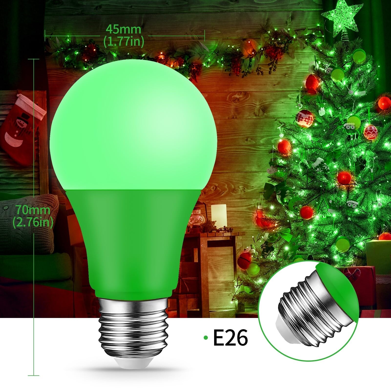 Anqtovp Red Green LED Light Bulbs 4 pack 9W 60W Equivalent E26 Base ...