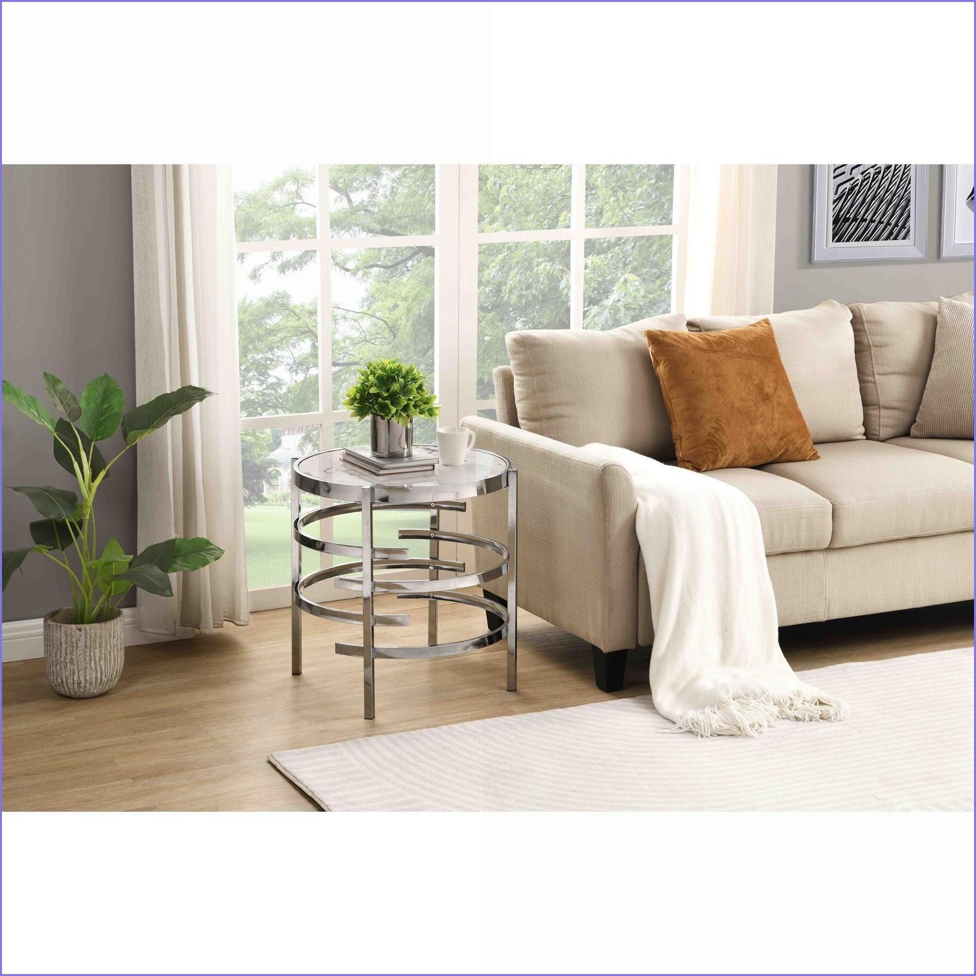 Watnature Modern Round Chrome Coffee Table with Sintered Stone Top Easy ...