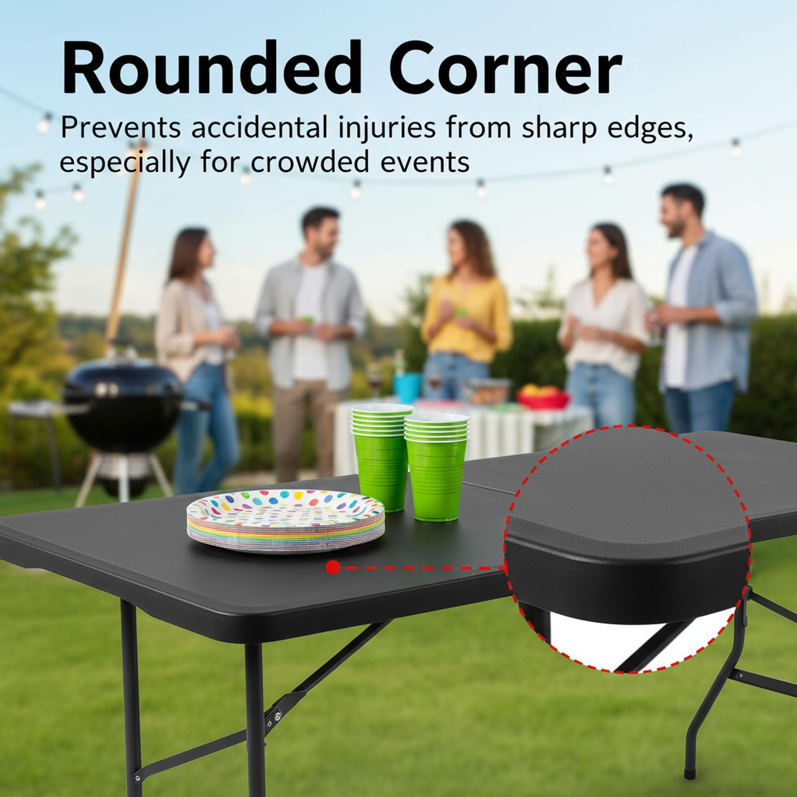 Baginizer 6ft Folding Table Portable Fold-in-half Plastic Picnic Party ...