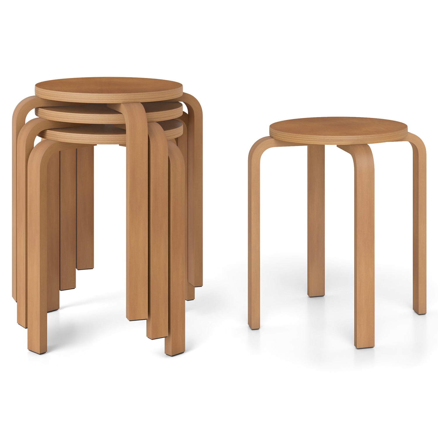 Slickblue Round Wood Dining Stools (18H Inch) Set of 2 Backless ...