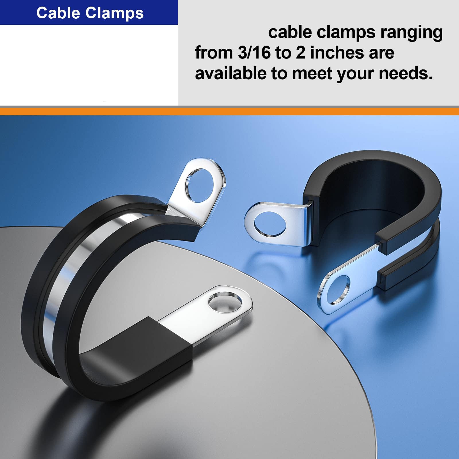 Etokfoks 50 PCS 1 2 Inch Cable Clamps 304 Stainless Steel Insulated ...
