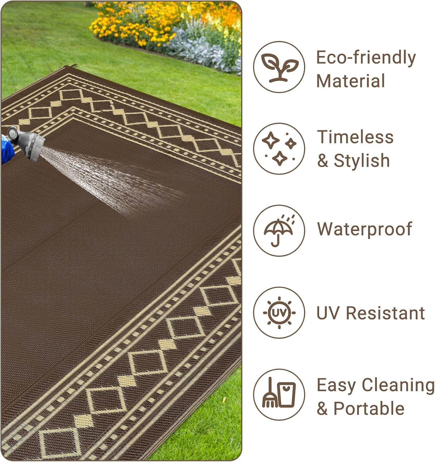 IdealHouse 10x20 FT Outdoor Waterproof RV Rugs for Outside/ Reversible ...