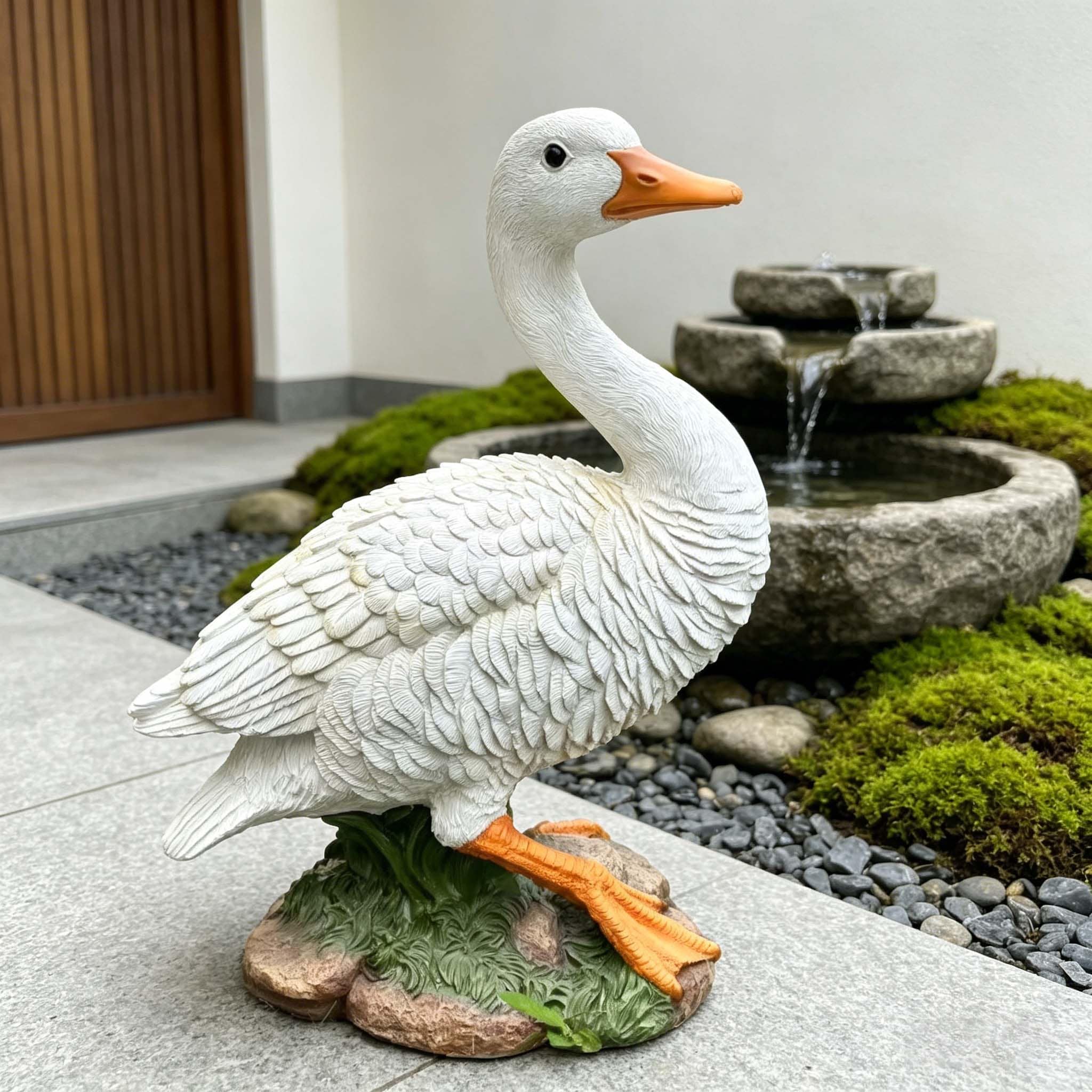 GDFStudio Resin White Goose Garden Statue 16.5 Inch Tall Weatherproof ...