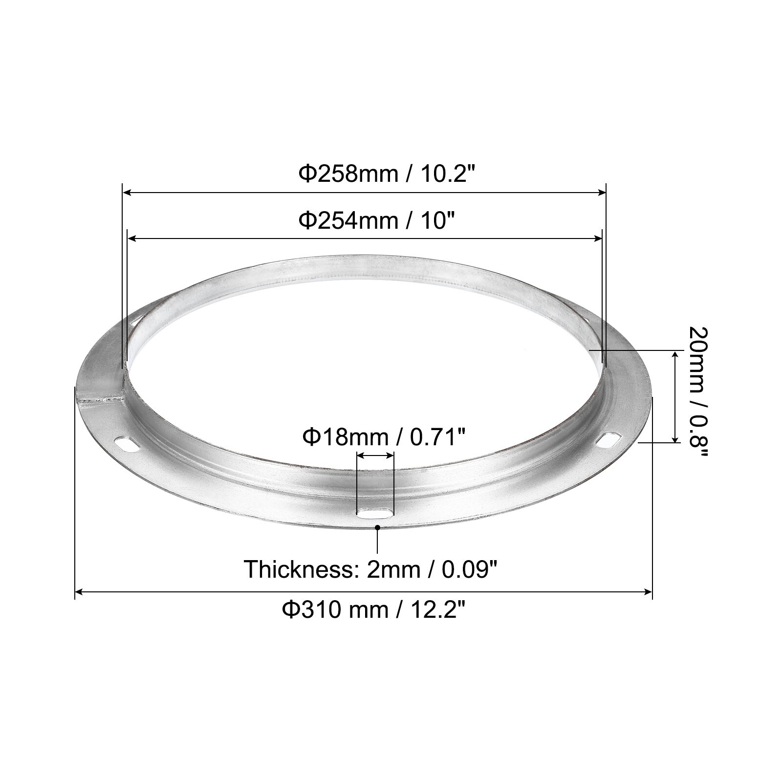 PATIKIL 10 inch Duct Connector Flange 3 Pack Metal Straight Pipe ...