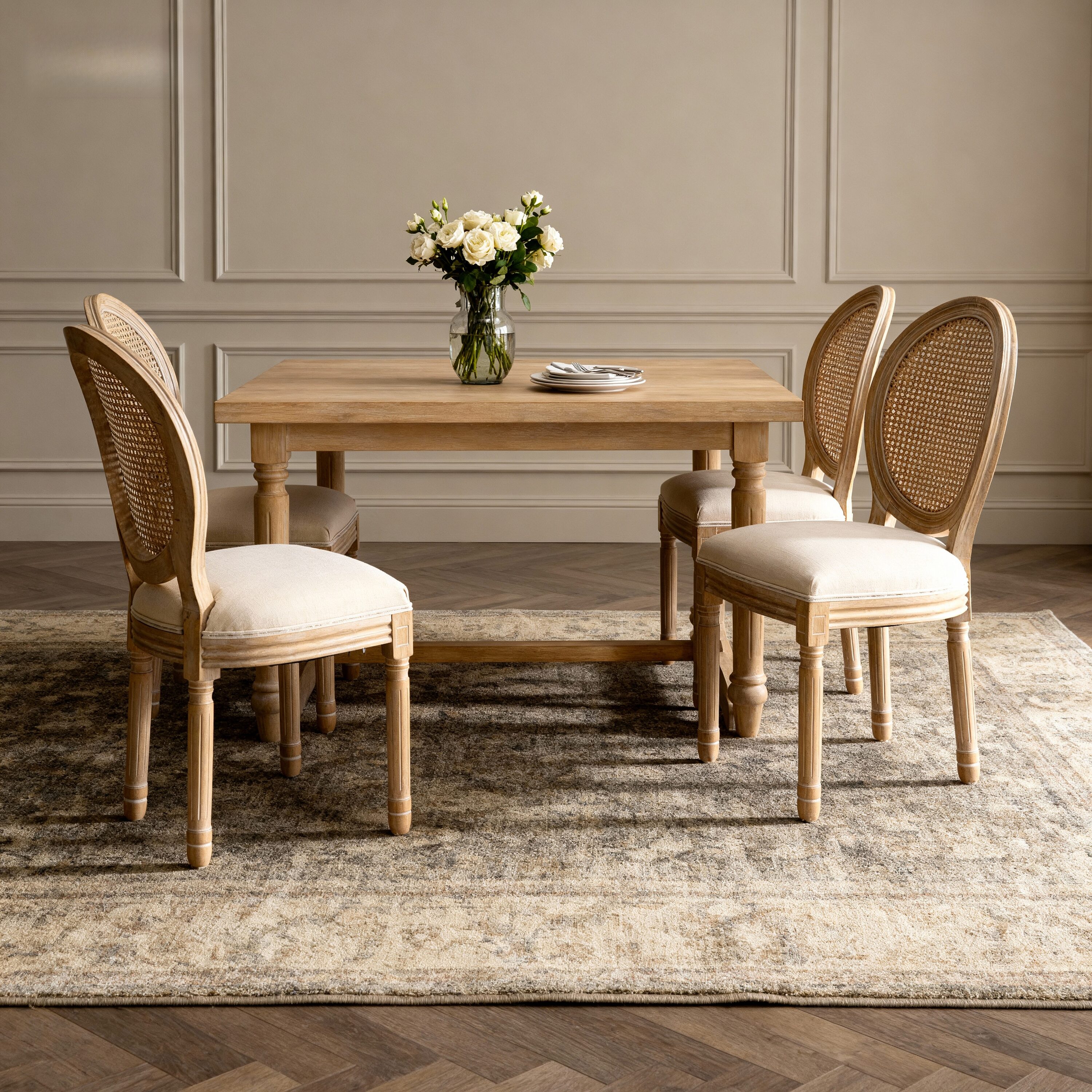 GDFStudio Ellsmere Vintage Louis French Country Rattan Circle Backrest ...