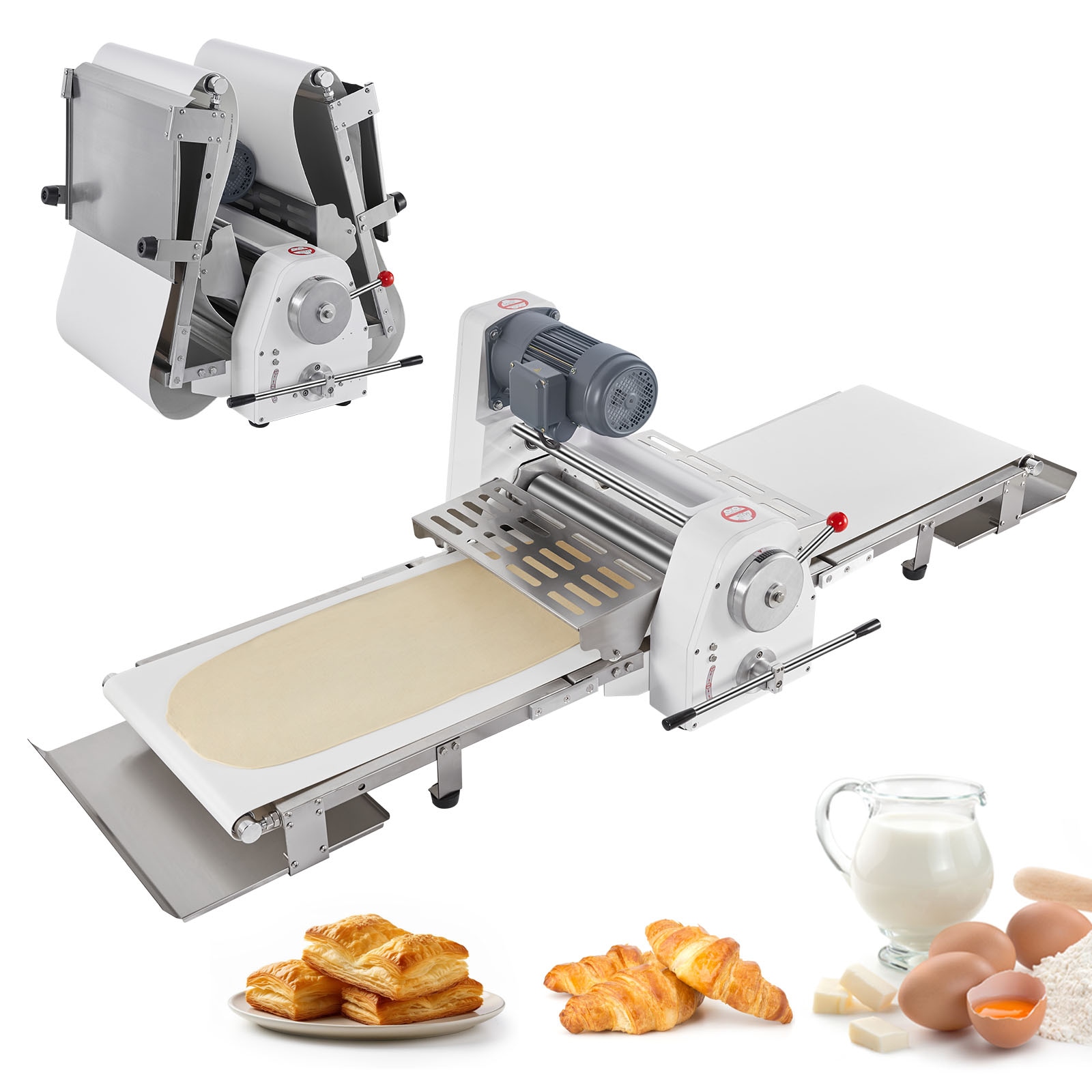 VEVOR Commercial Dough Sheeter Machine 19.7-Inch Reversible Puff Pastry ...