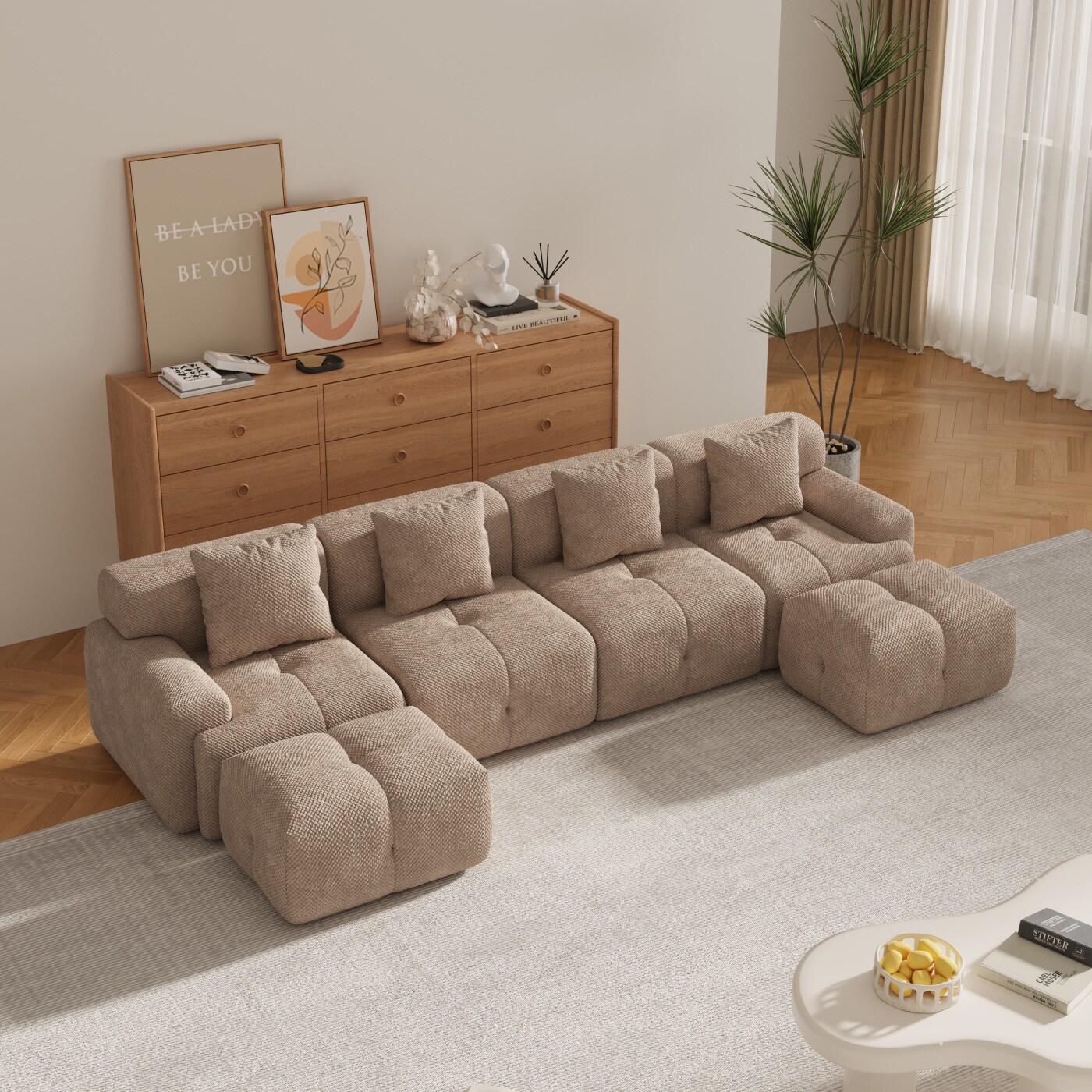 Streamdale Furniture Streamdale U-Shaped Sleeper Sectional Sofa 6-Piece ...