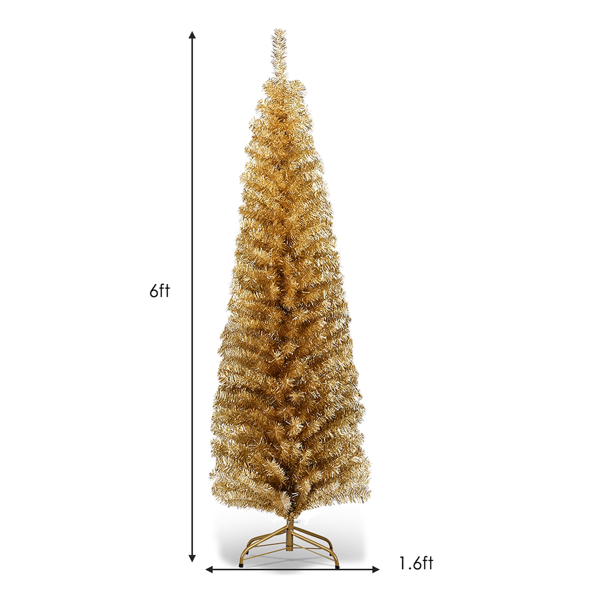 Goplus 6-ft Slim Champagne Artificial Christmas Tree LED Lights ...