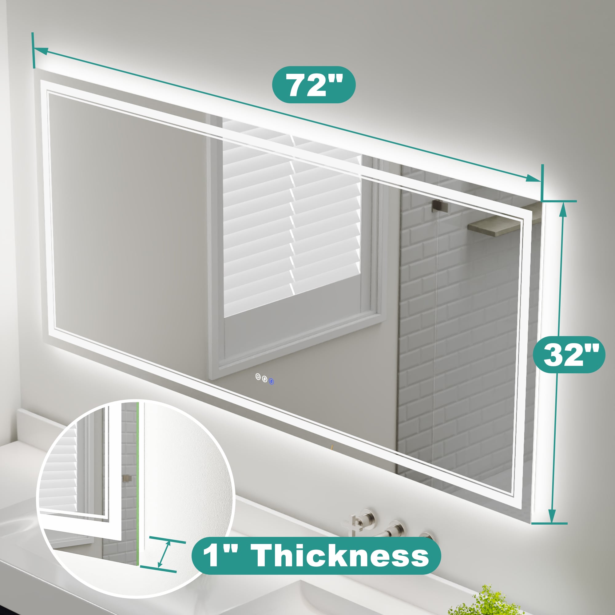 ES-DIY EIRA LED Bathroom Mirror 72-in x 32-in Polished Frameless ...