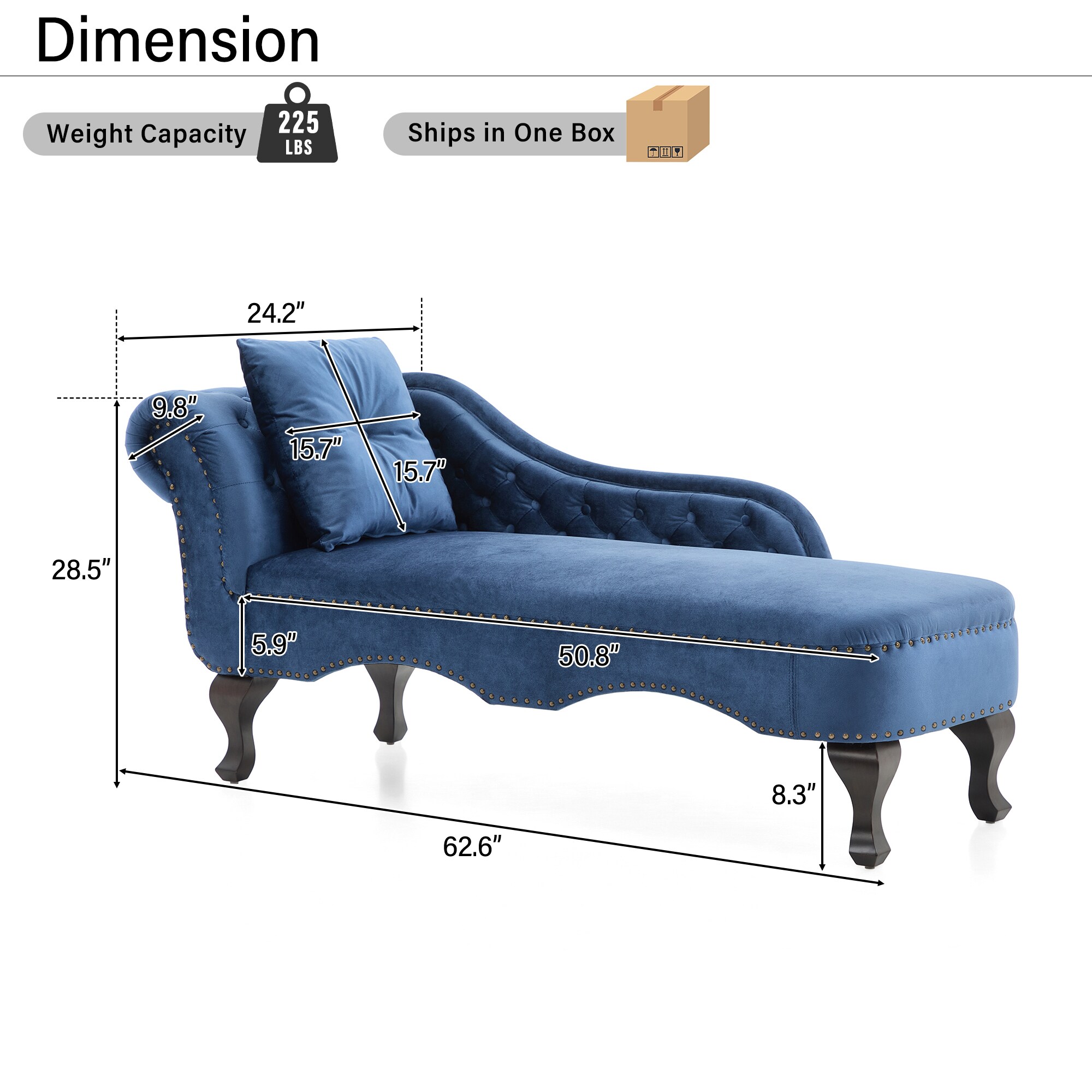 Christopher Knight Home Marlen Navy Blue 62 Inch Velvet Chaise Lounge ...