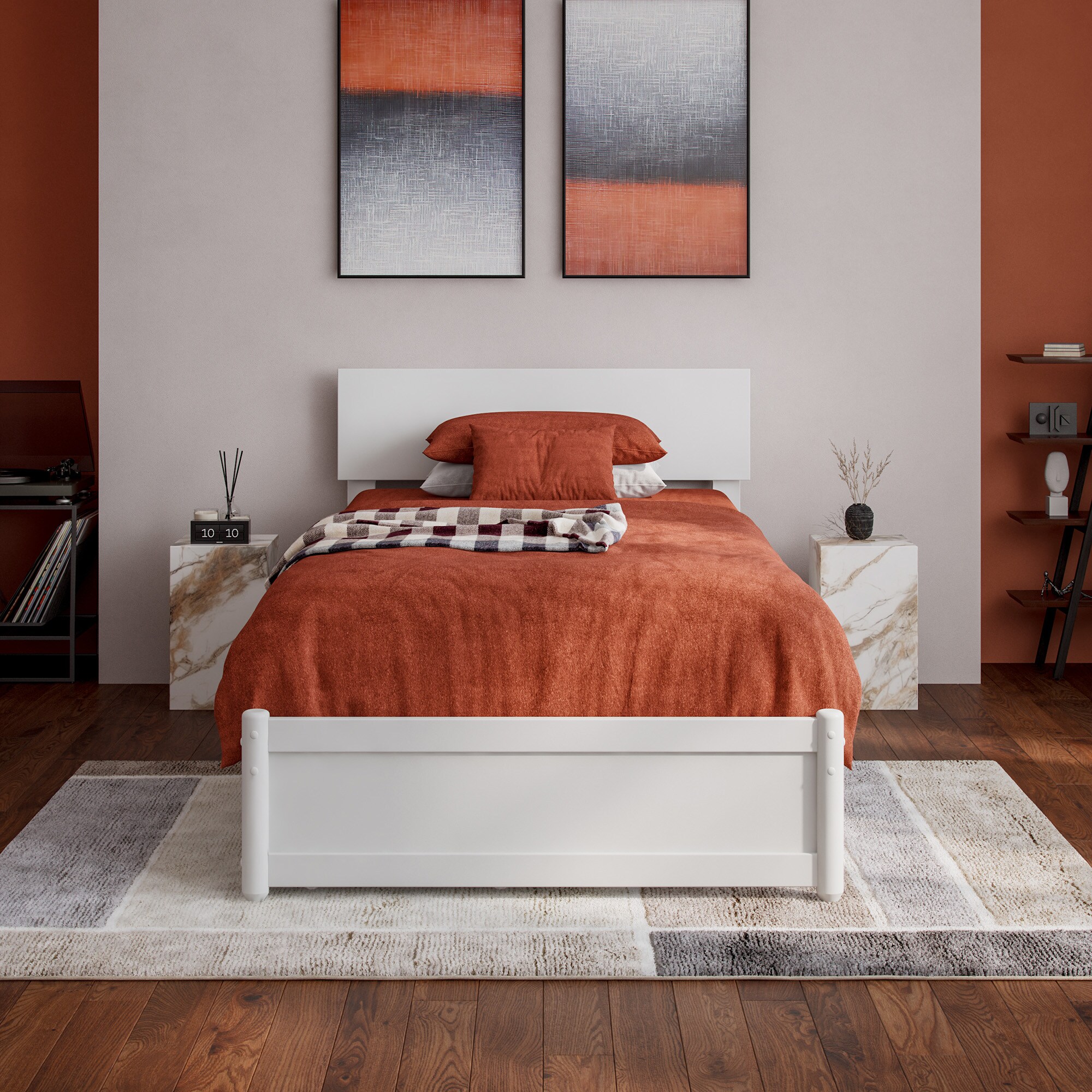 AFI Wesley White Twin Extra Long Wood Trundle Bed AR8187212 at Lowes.com