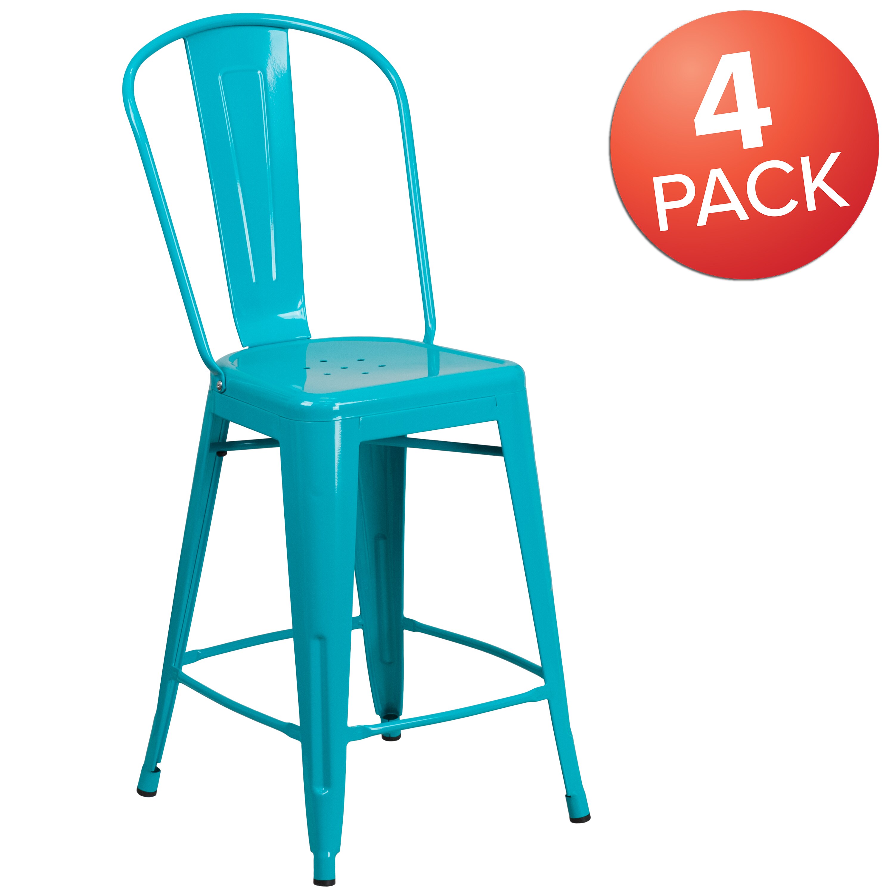 Flash Furniture Blake Commercial Grade 4 Pack 24-in High Crystal Teal ...