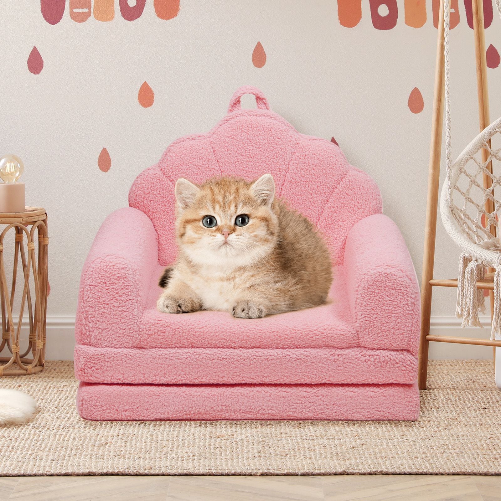 Tatayosi Shell-Shaped Convertible Dog Bed Sofa 2-in-1 Pet Bed Couch ...