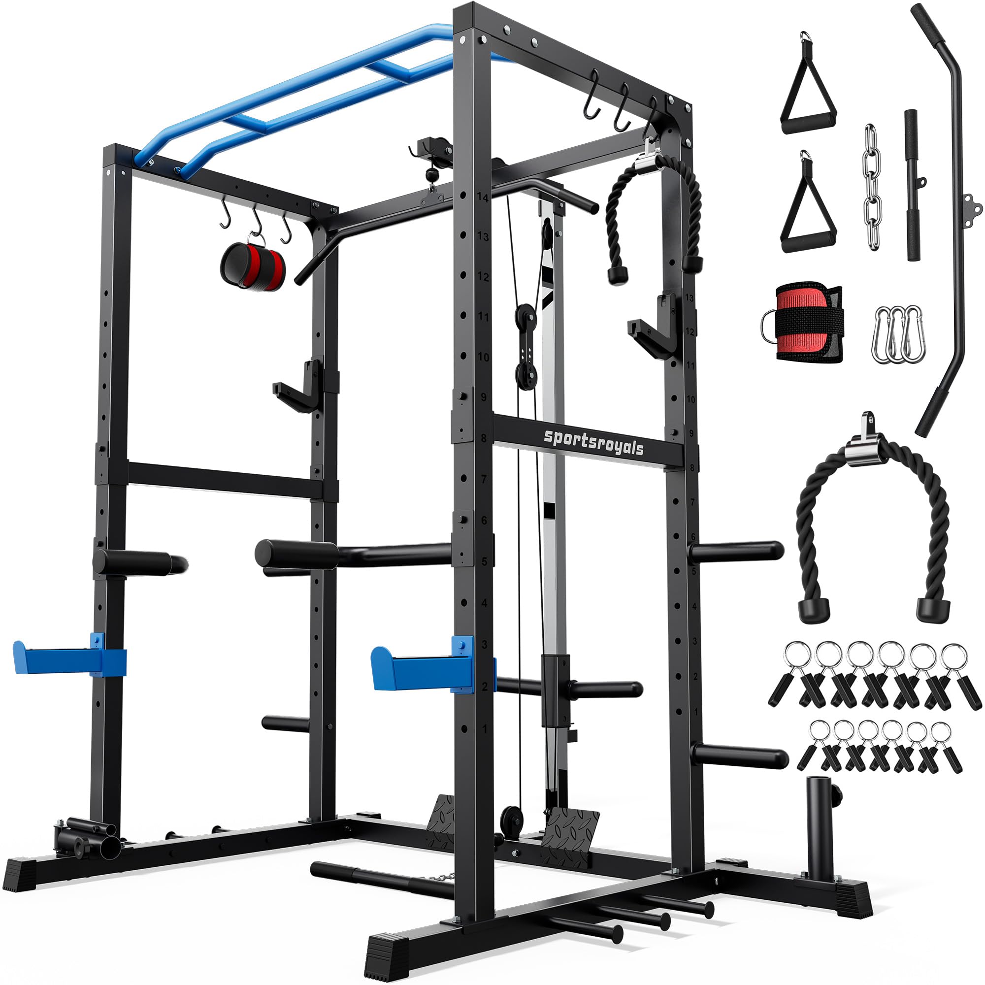 FED Fitness SPORTSROYALS Power Cage Multi Functional Squat Rack with ...