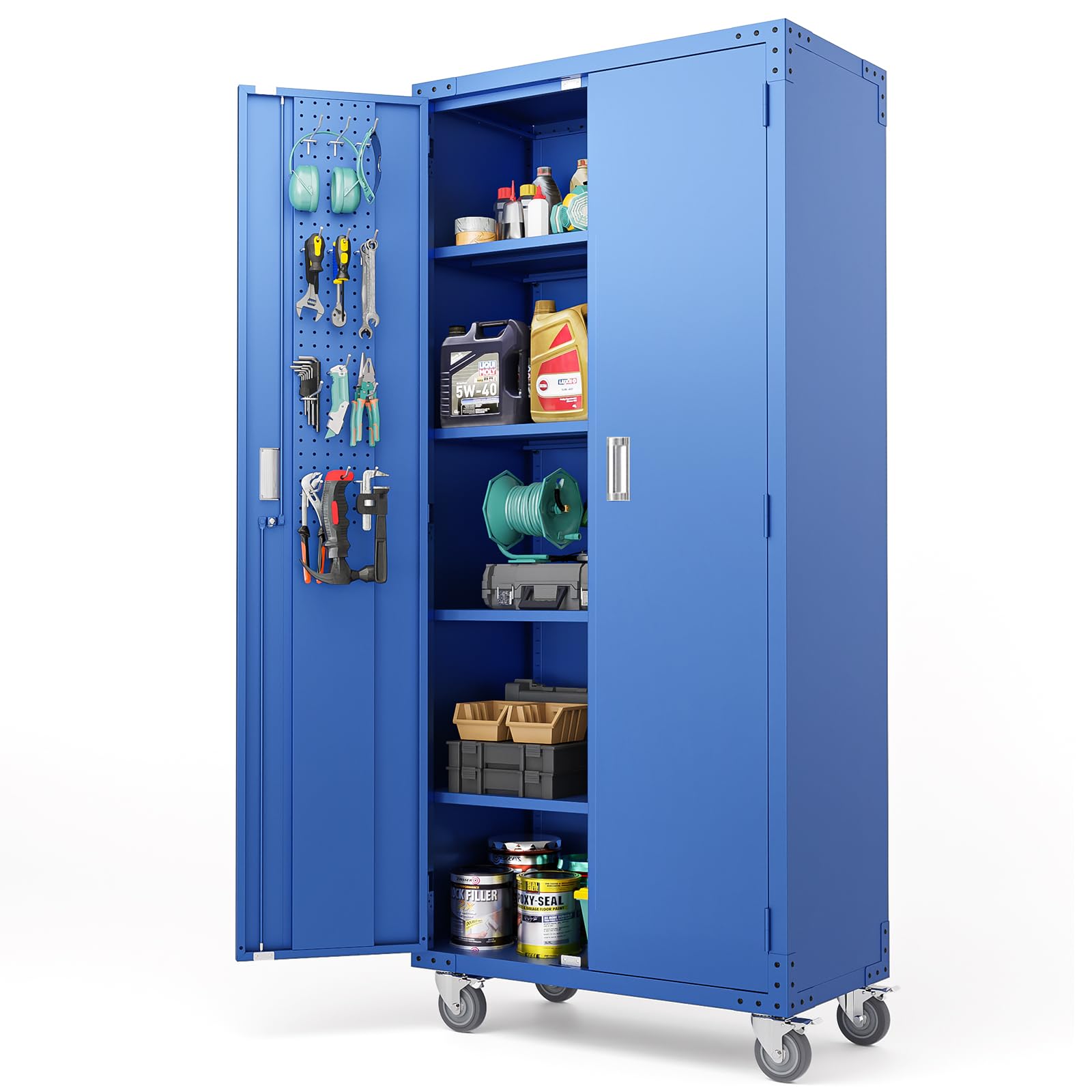 VINGLI 32-in W 72-in H Rolling Garage Storage Cabinet with Adjustable ...