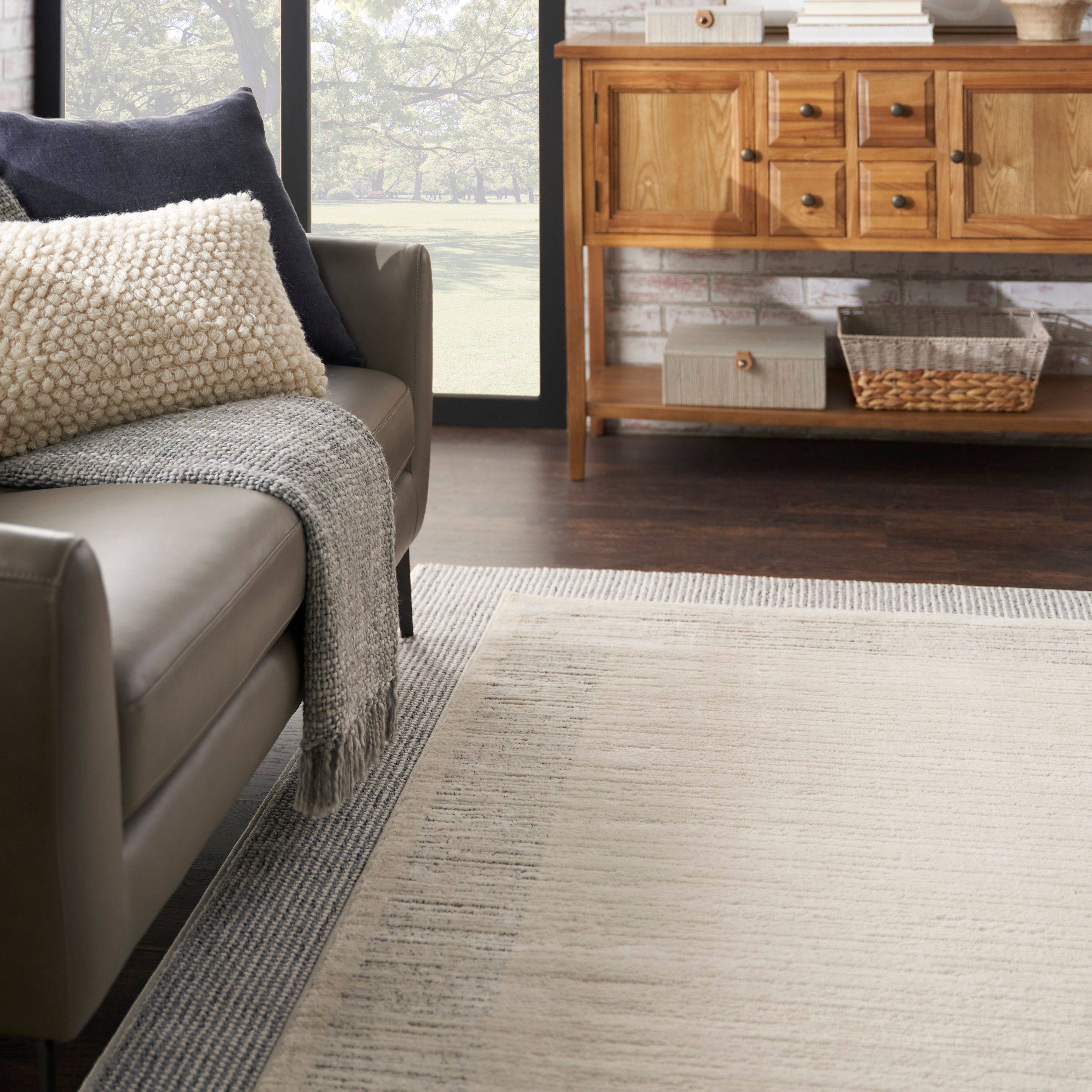 Nourison Textured Home Modern Indoor Rug Ivory Grey 7'10" x 9'10" in ...