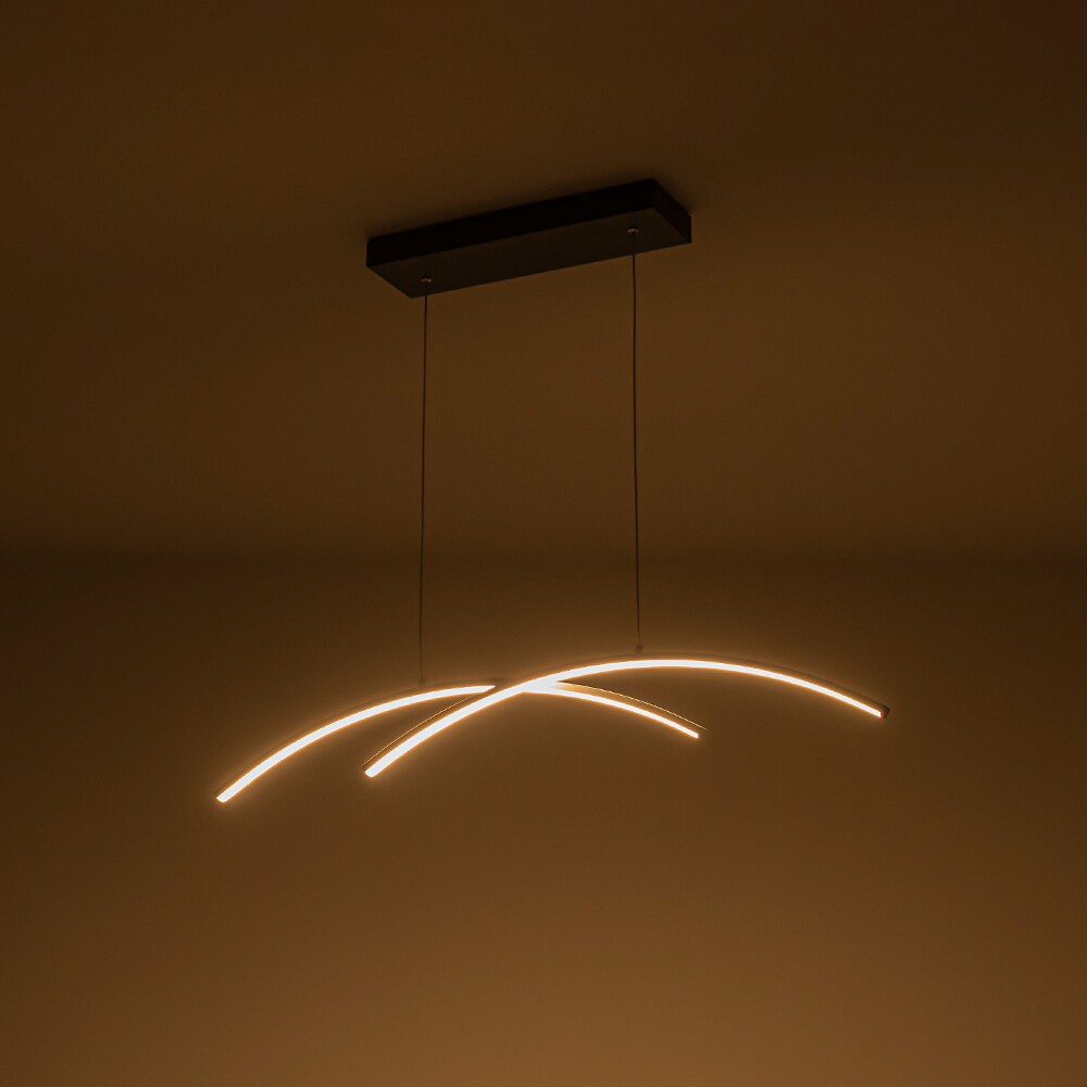 Wonderindoor 2-Light Minimalist Curved Tube LED Chandelier in Sand ...