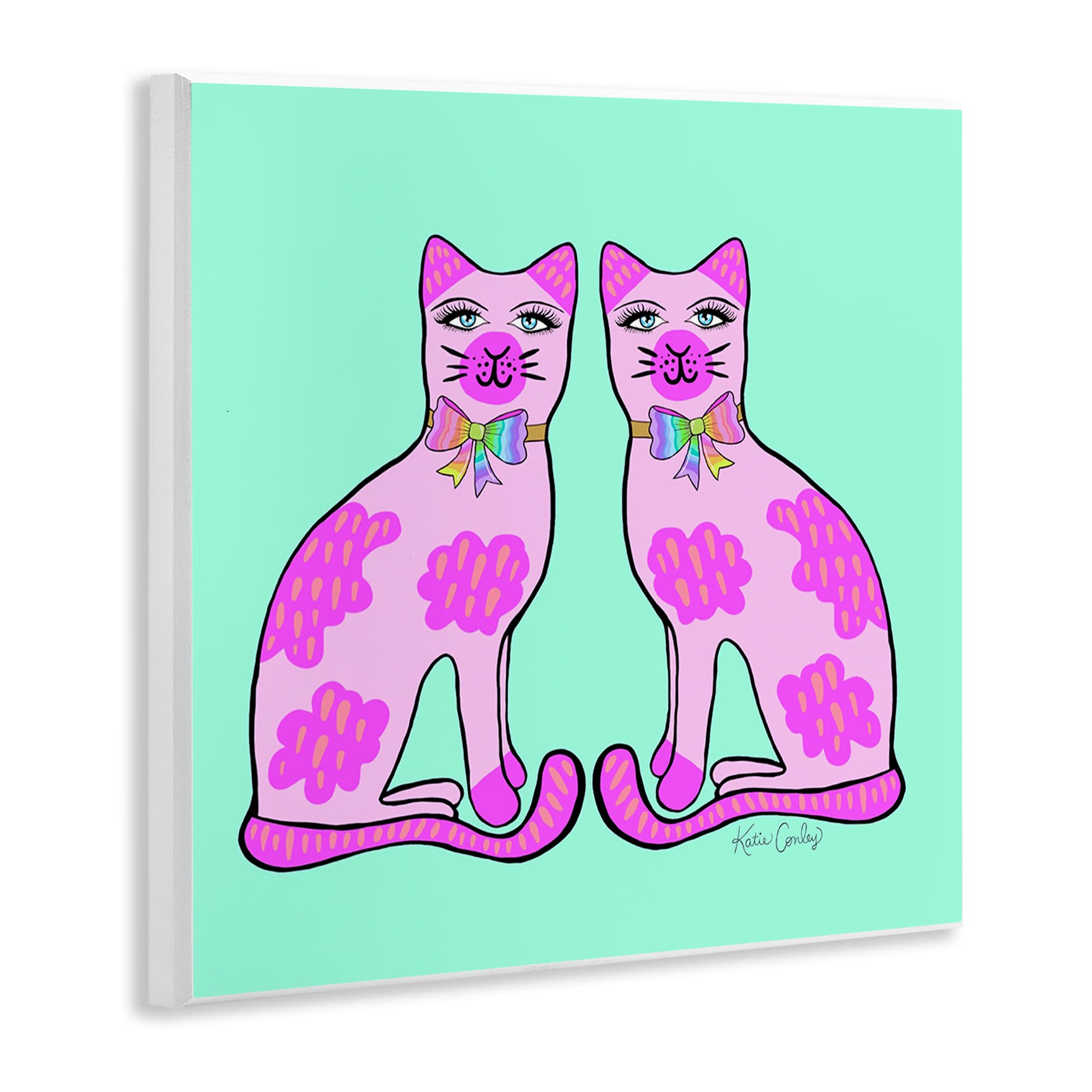 Stupell Industries Mirrored Purple Cats Wall Plaque Art By Katie Conley ...