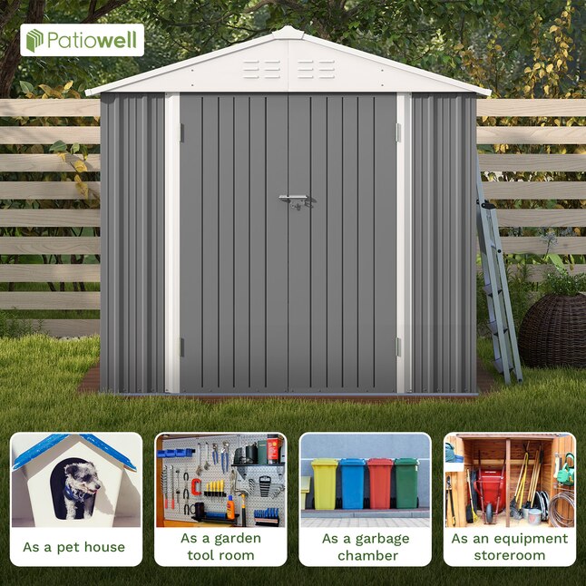 Patiowell 8-ft x 6-ft Galvanized Steel Storage Shed in the Metal ... Patiowell 8-ft x 6-ft Galvanized Steel Storage Shed in the Metal ...