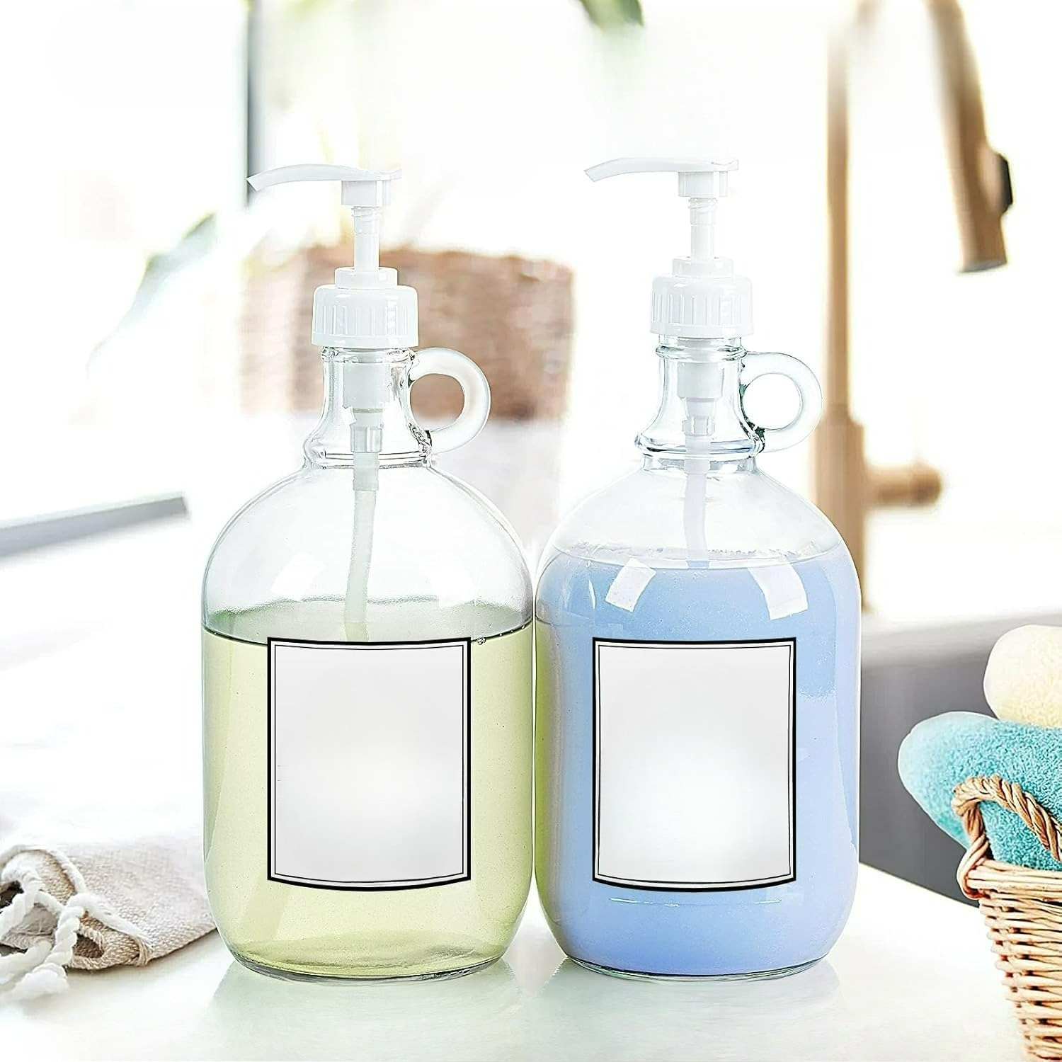 Paradigms Interiors 2 Pack 64 Oz Glass Laundry Detergent Dispenser With ...