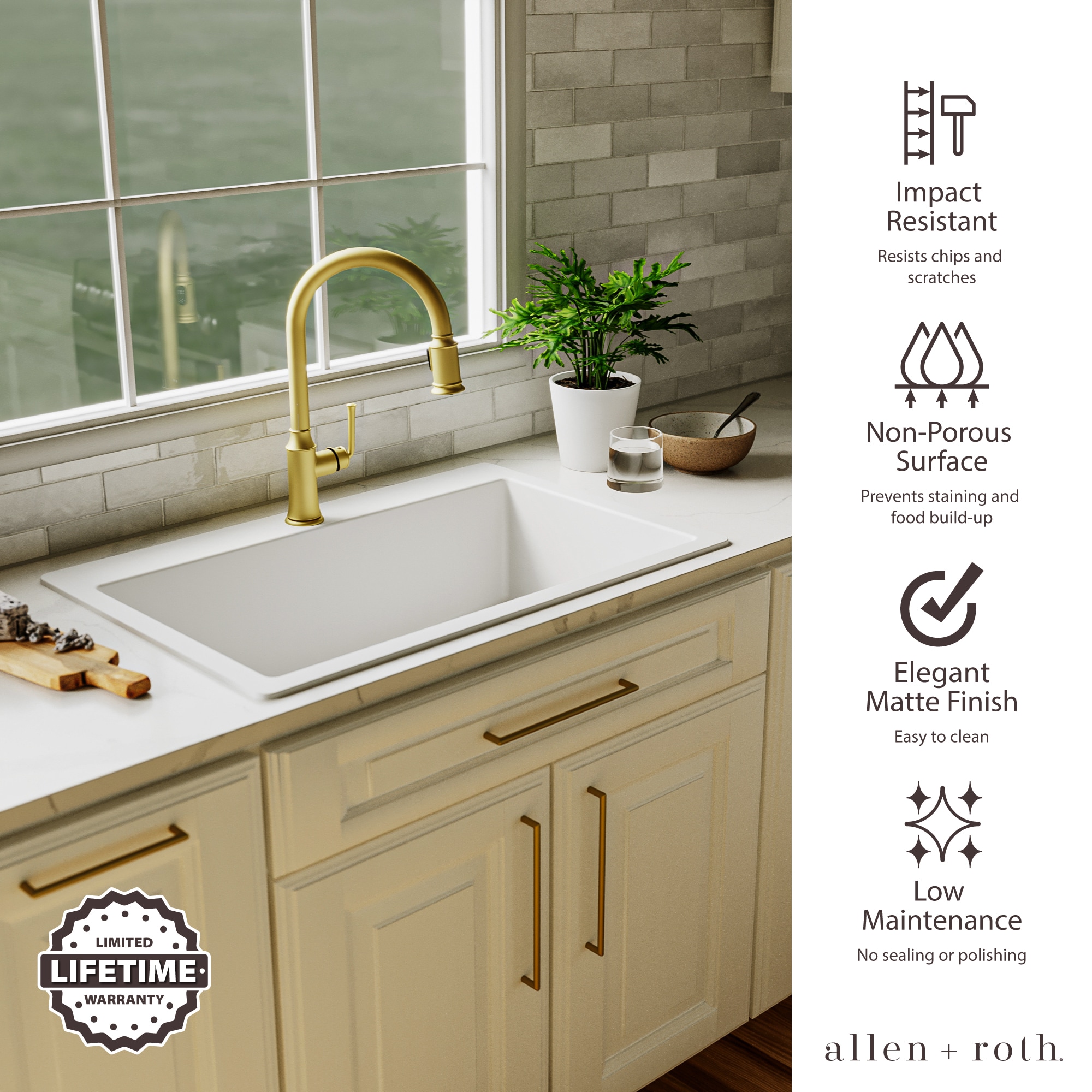 allen + roth Kaiden Drop-in or undermount 33-in x 22-in Quartz Single ...