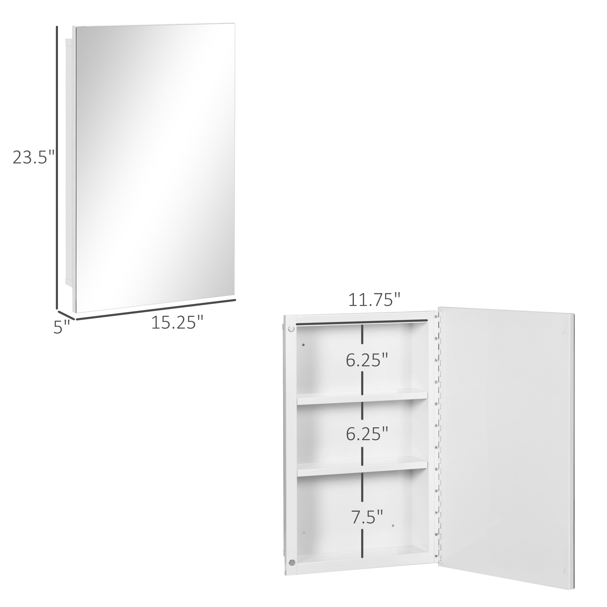 HomCom kleankin Recessed Medicine Cabinet with Mirror Bathroom Mirror ...