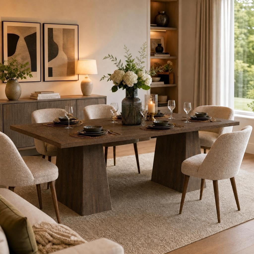 IdealHouse Farmhouse Dining Table for 6-8 People 71 in Long Kitchen ...