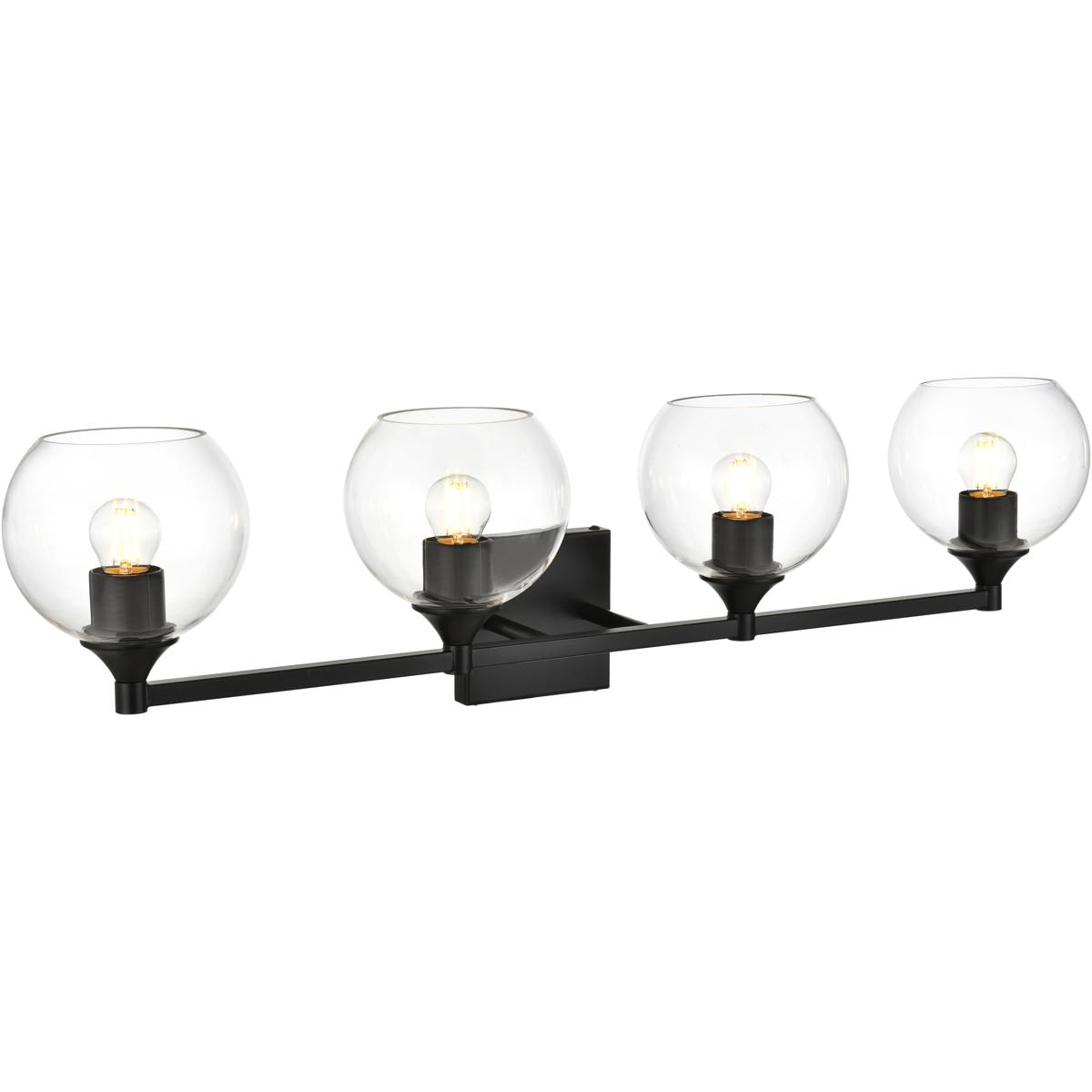 Elegant Lighting Living District LD7308W33BLK Foster 4 Light 33 inch ...