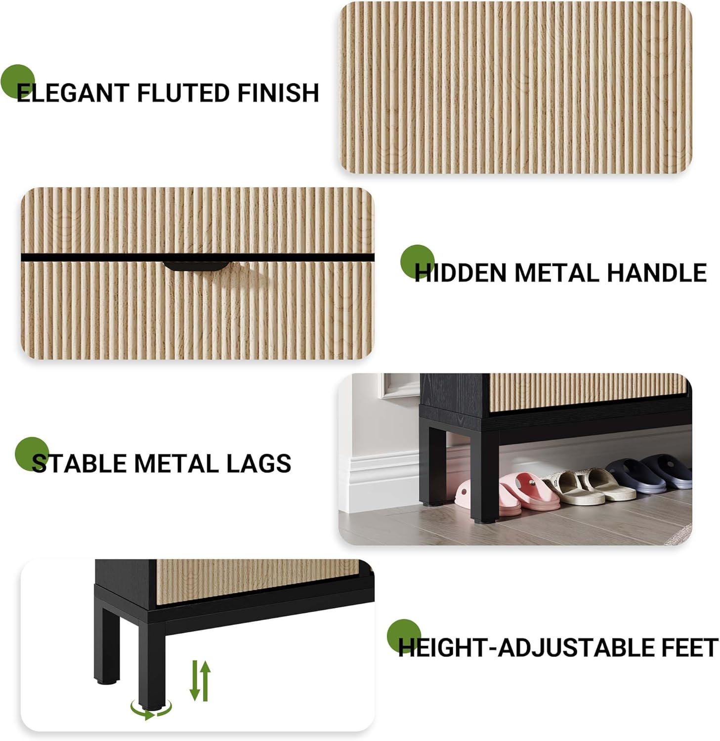 WhizMax Fluted Shoe Storage Cabinet-with four Flip Drawers-Narrow ...