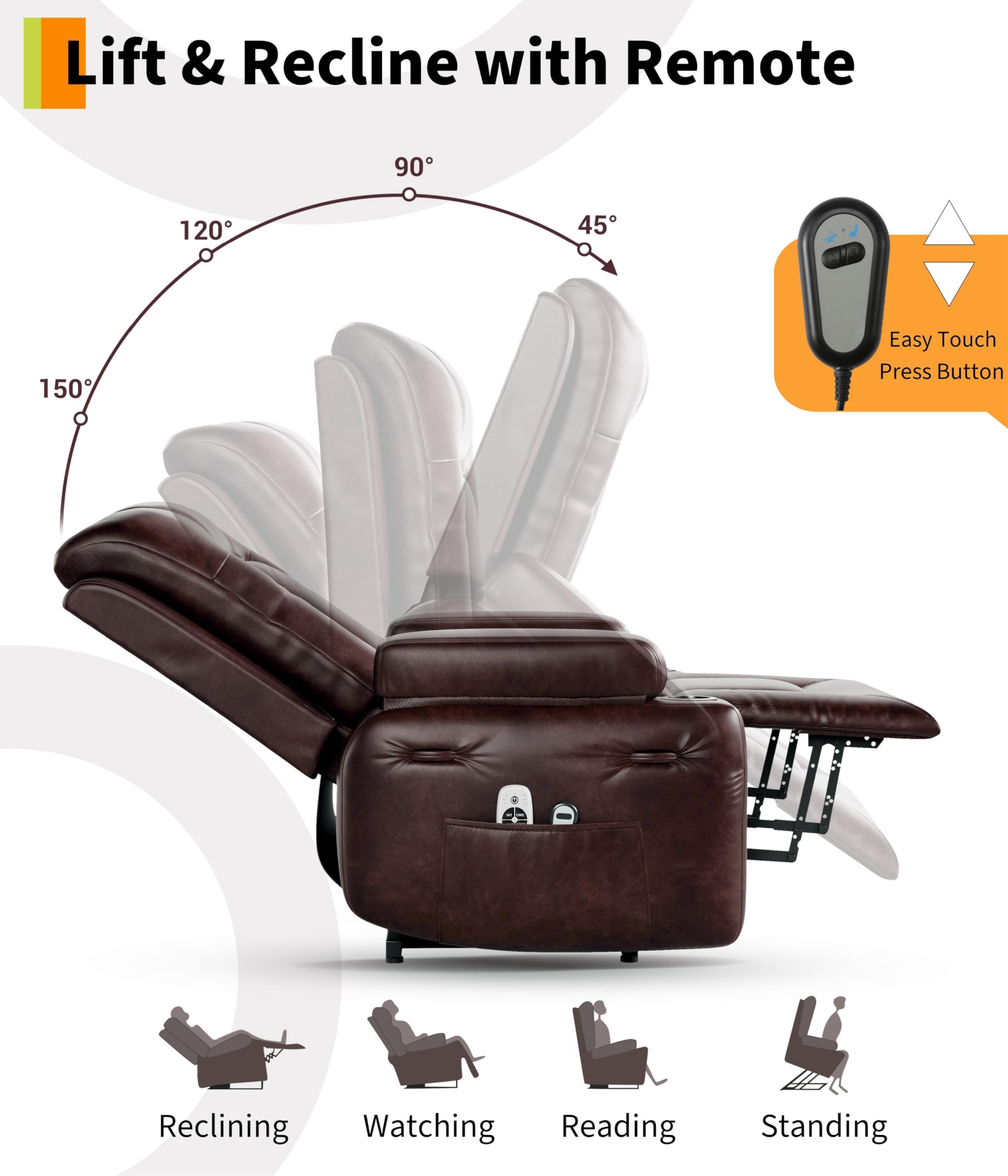 GarveeLife 43-in Electric Power Lift Recliner Chair with Heat Massage ...